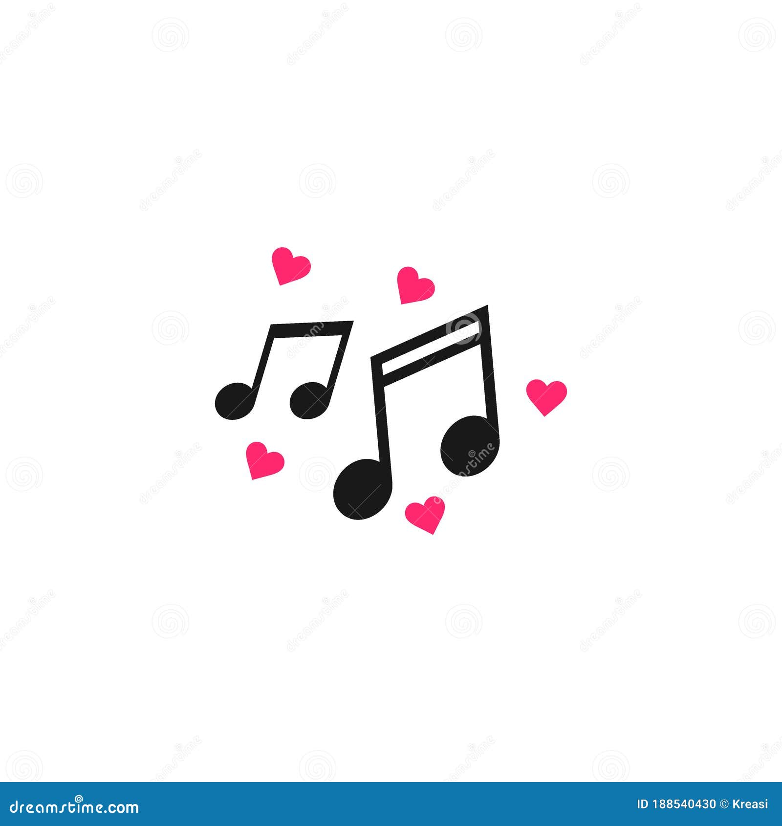 Music Note with Heart Icon Vector Illustration Stock Vector ...
