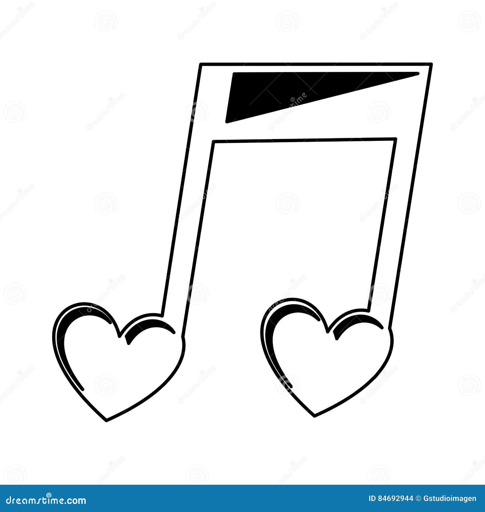 Music note with heart stock illustration. Illustration of beautiful ...