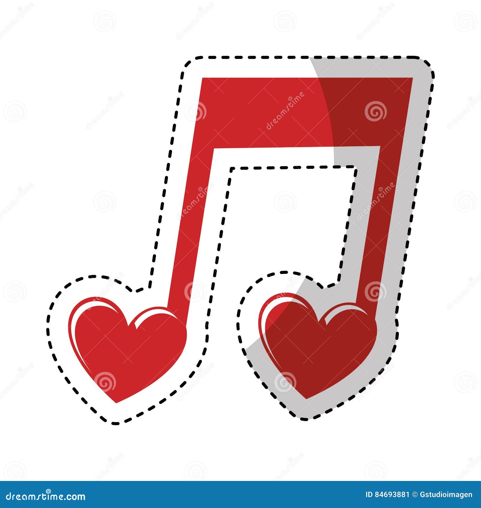 Music note with heart stock illustration. Illustration of sign - 84693881