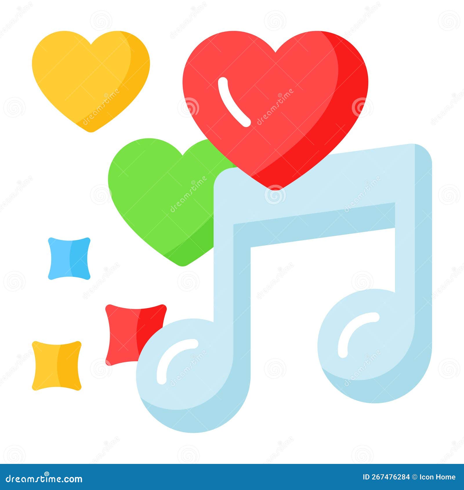 Music Note with Heart Symbol Concept of Romantic Music Vector Stock ...