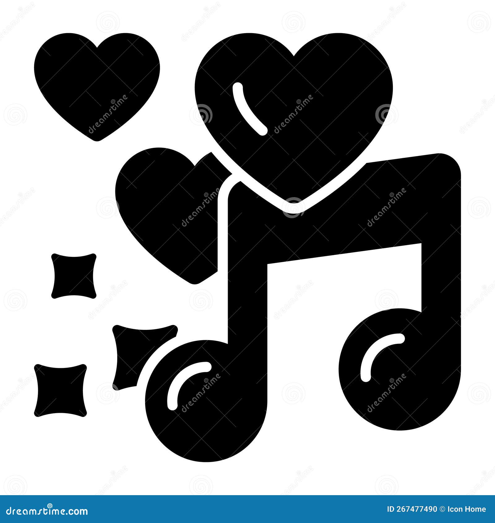 Music Note with Heart Symbol Concept of Romantic Music Vector Stock ...