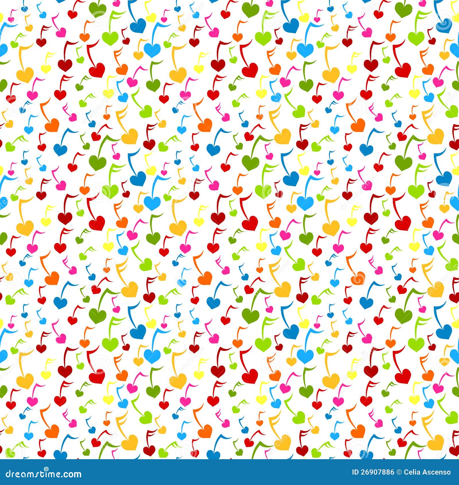 Music Note Hearts Seamless Background Stock Illustration - Illustration ...