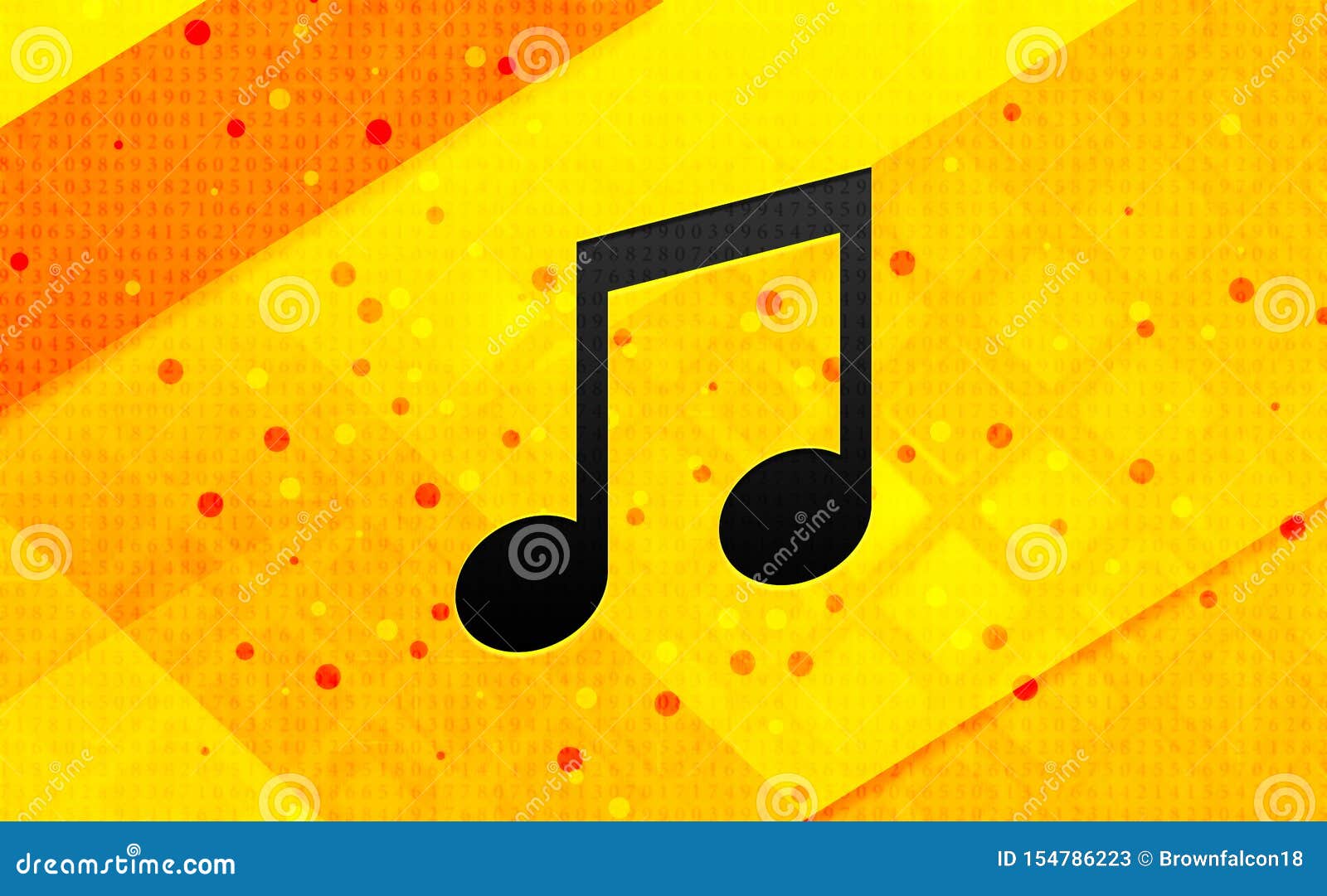 Music Note Icon Abstract Digital Banner Yellow Background Stock ...
