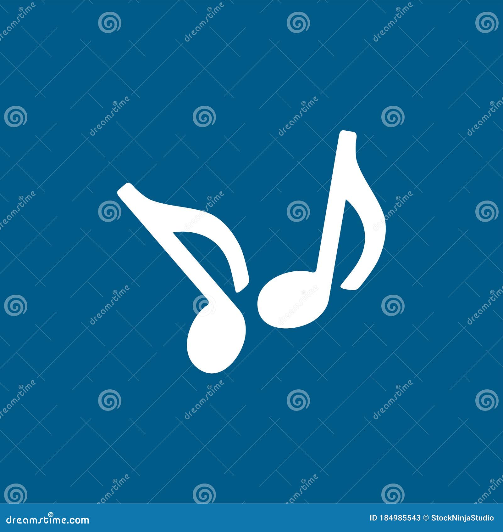 Music Note Icon on Blue Background. Blue Flat Style Vector Illustration ...
