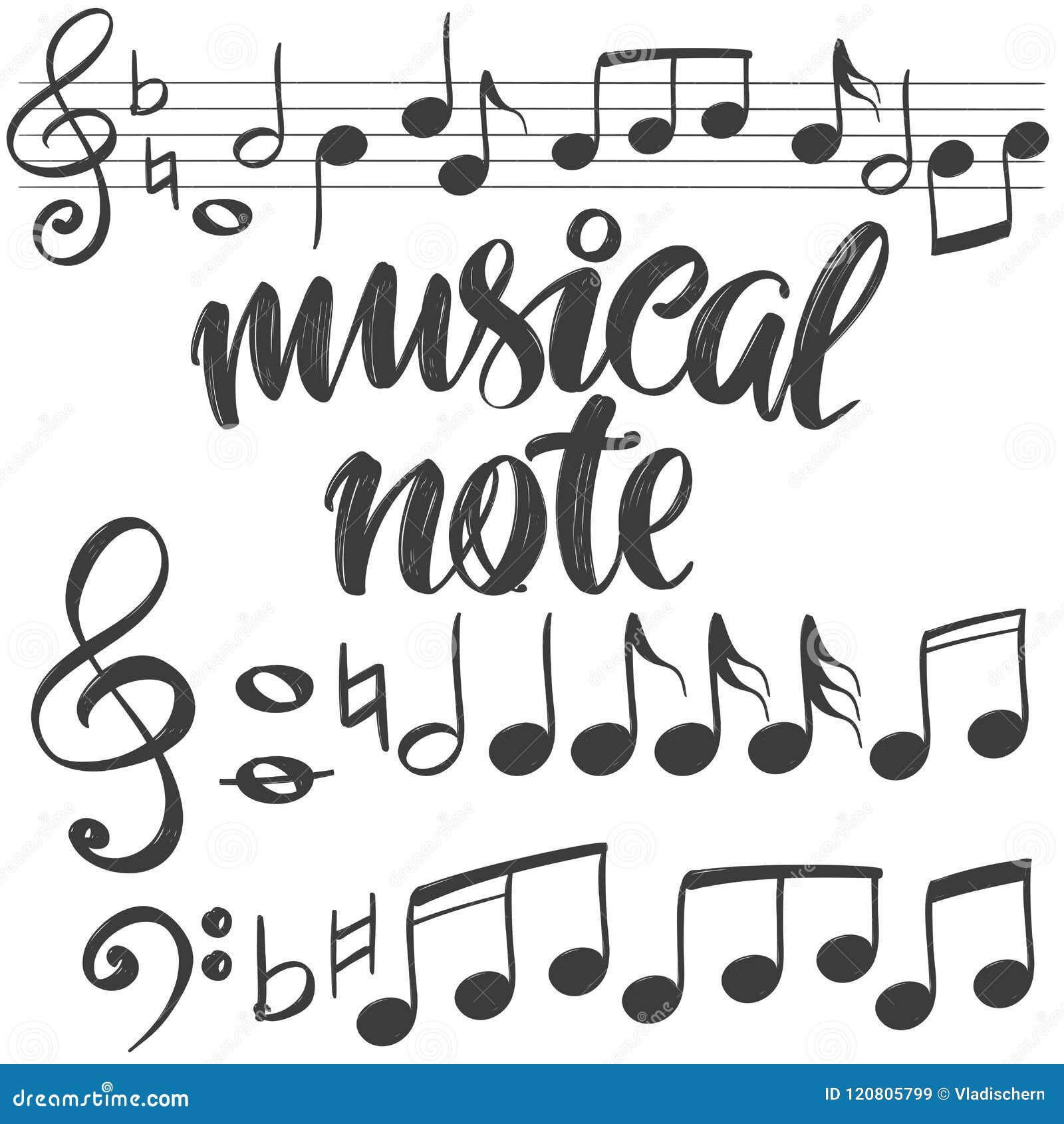 Music Note Icon , Calligraphy Text Hand Drawn Vector Illustration ...