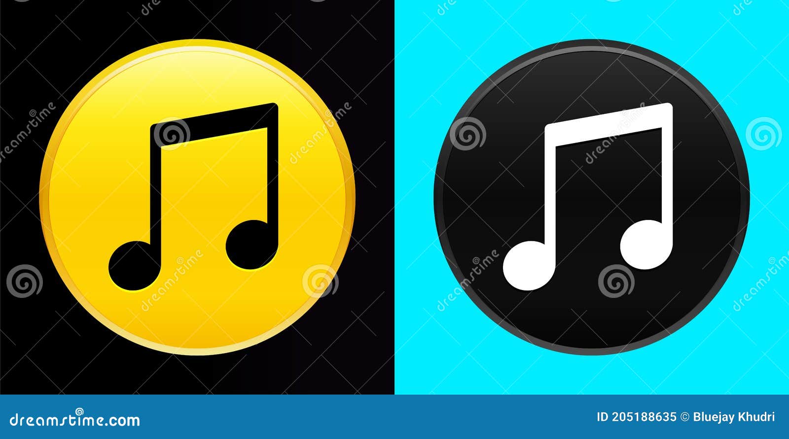 Music Note Icon Flat Exclusive Button Set Stock Vector - Illustration ...
