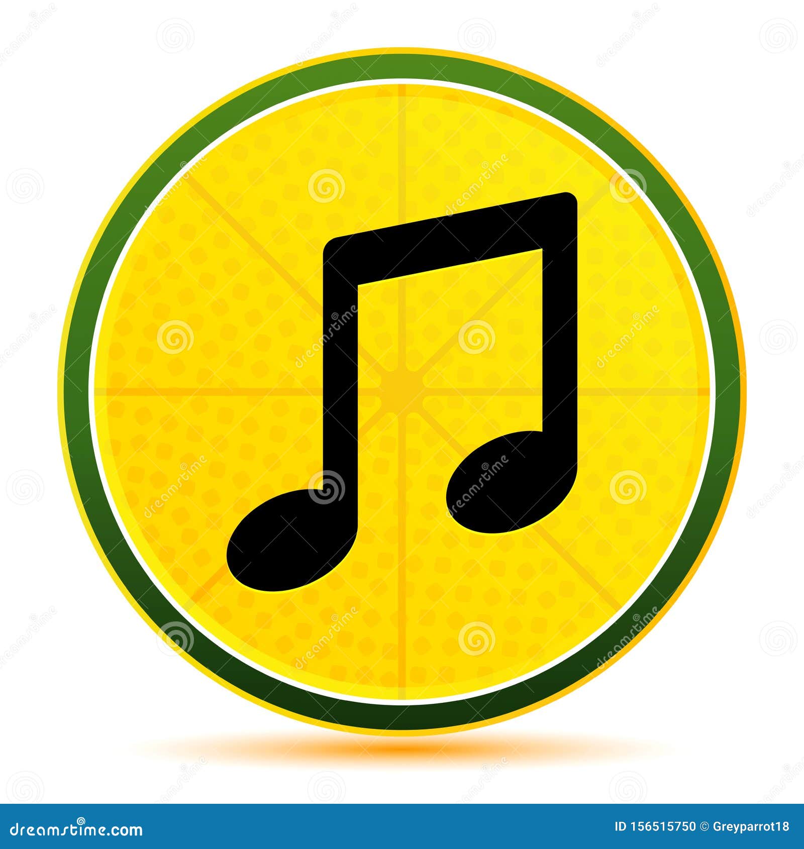 Music Note Icon Lemon Lime Yellow Round Button Illustration Stock ...