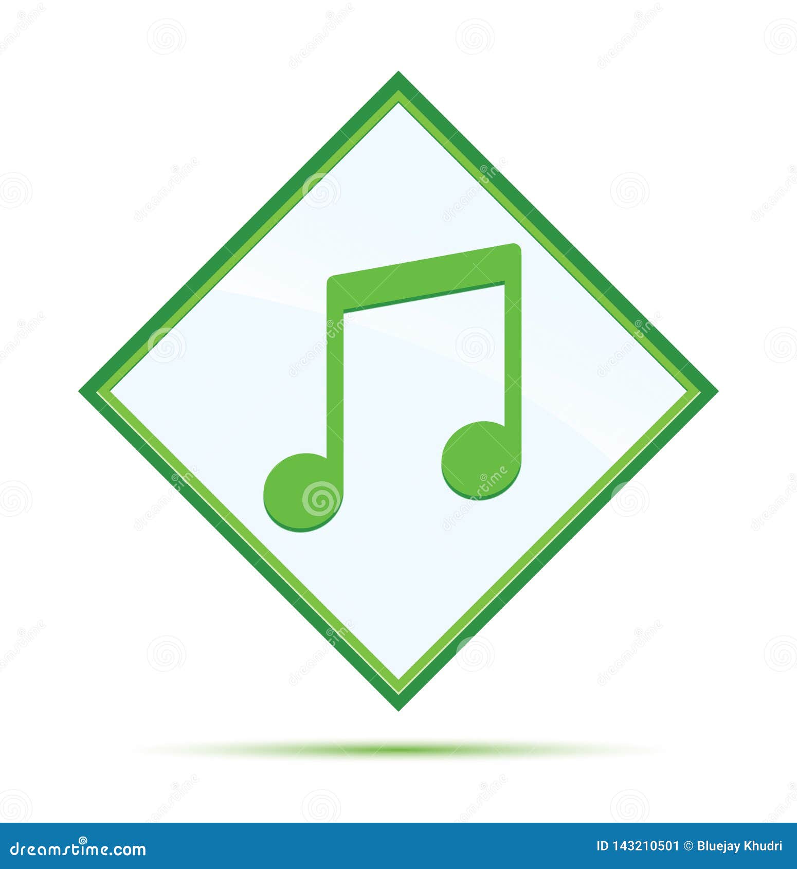 Music Note Icon Modern Abstract Green Diamond Button Stock Illustration ...