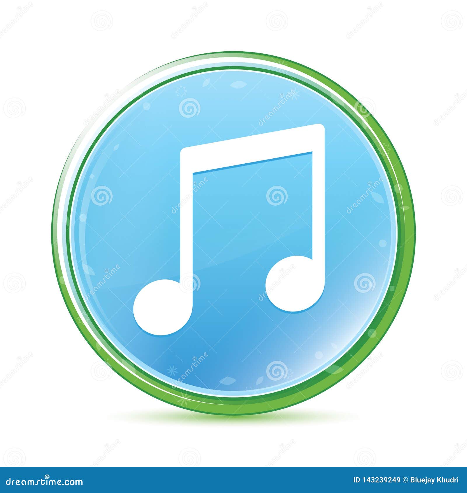 Music Note Icon Natural Aqua Cyan Blue Round Button Stock Illustration ...