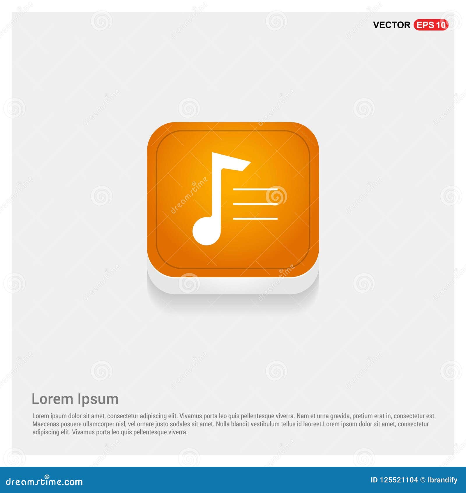 Music Note Icon Orange Abstract Web Button Stock Vector - Illustration ...