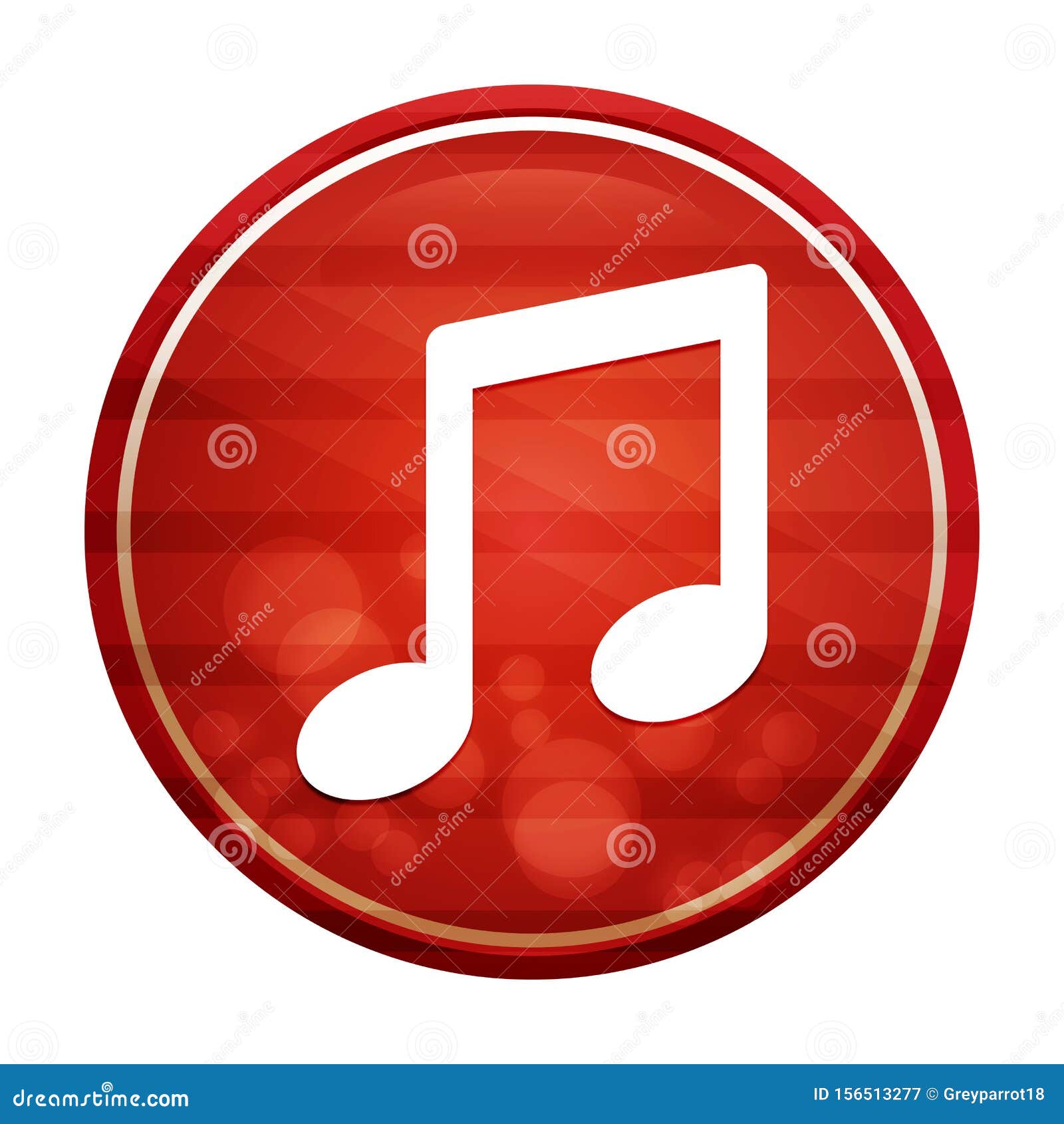 Music Note Icon Realistic Diagonal Motion Red Round Button Illustration ...