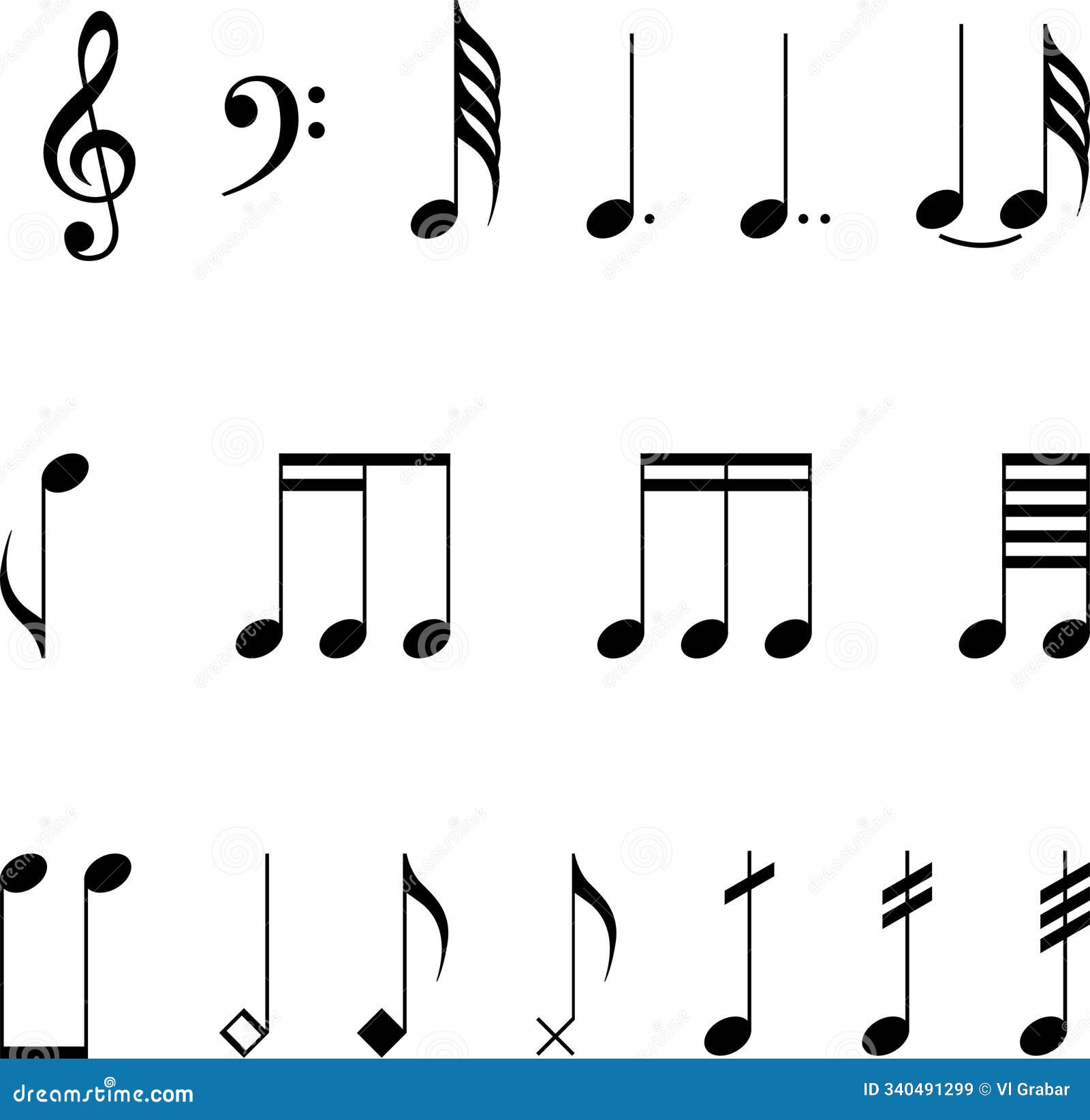 Music Note Icon Set. Music Notes Vector Illustration. Stock ...
