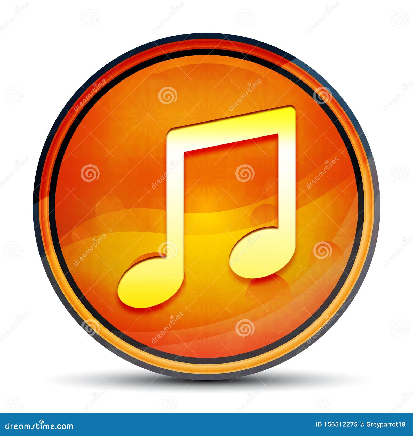 Music Note Icon Shiny Bright Orange Round Button Illustration Stock ...