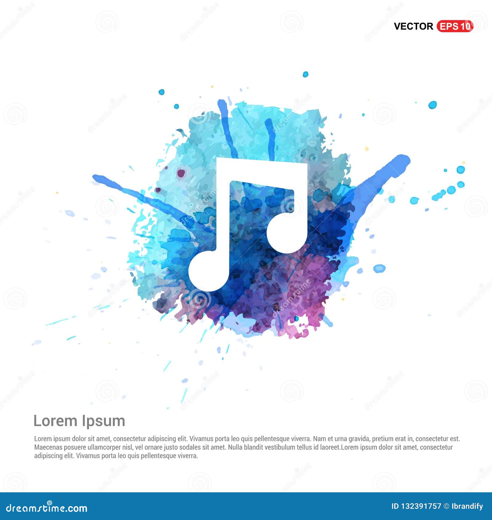 Music Note Icon - Watercolor Background Stock Vector - Illustration of ...