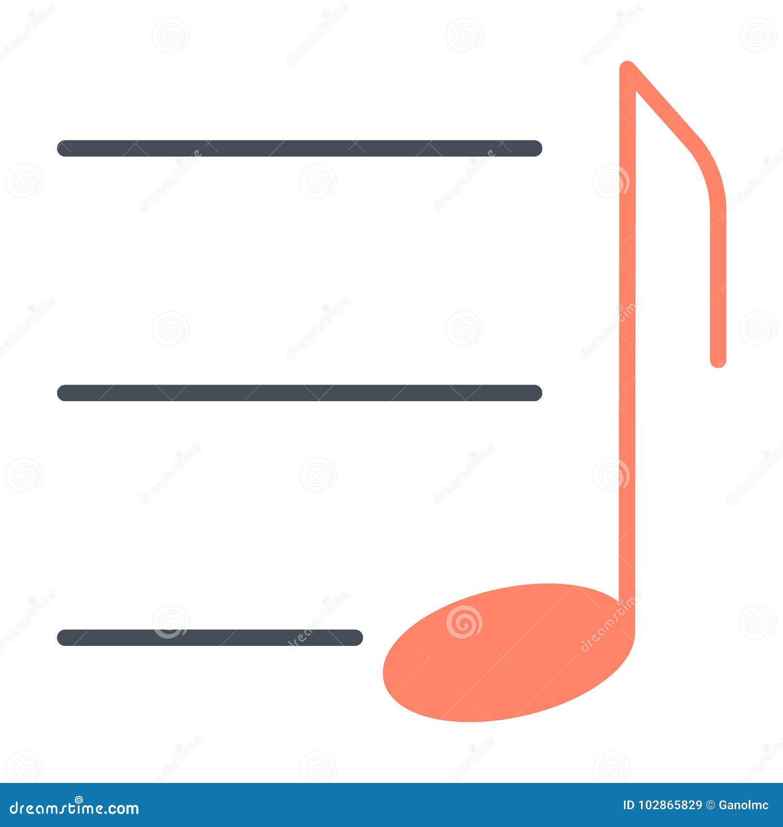 Music Note Icon. Vector Pictogram Stock Vector - Illustration of flat ...