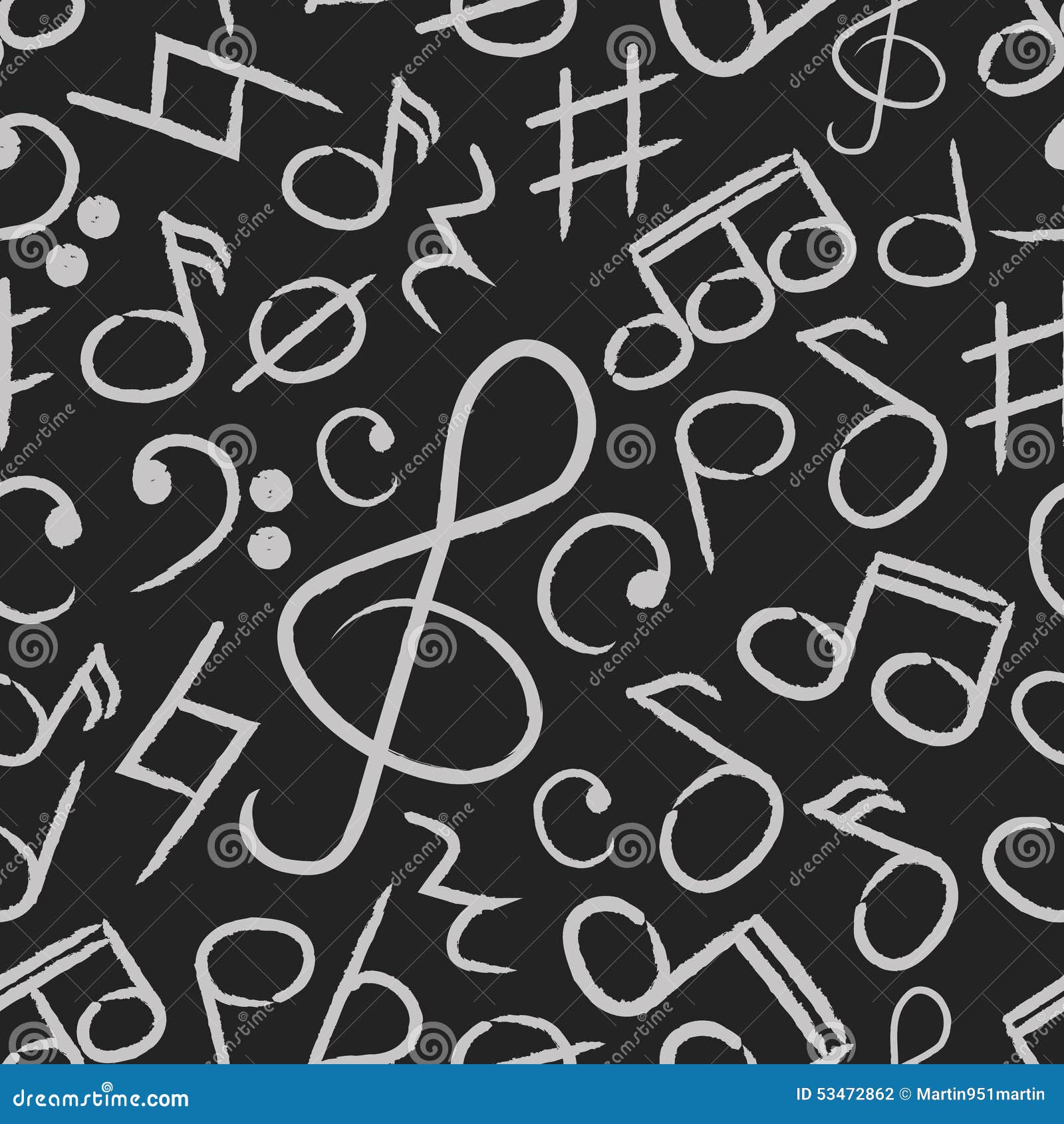 Music Note Icons on Black Board Seamless Pattern Stock Vector ...