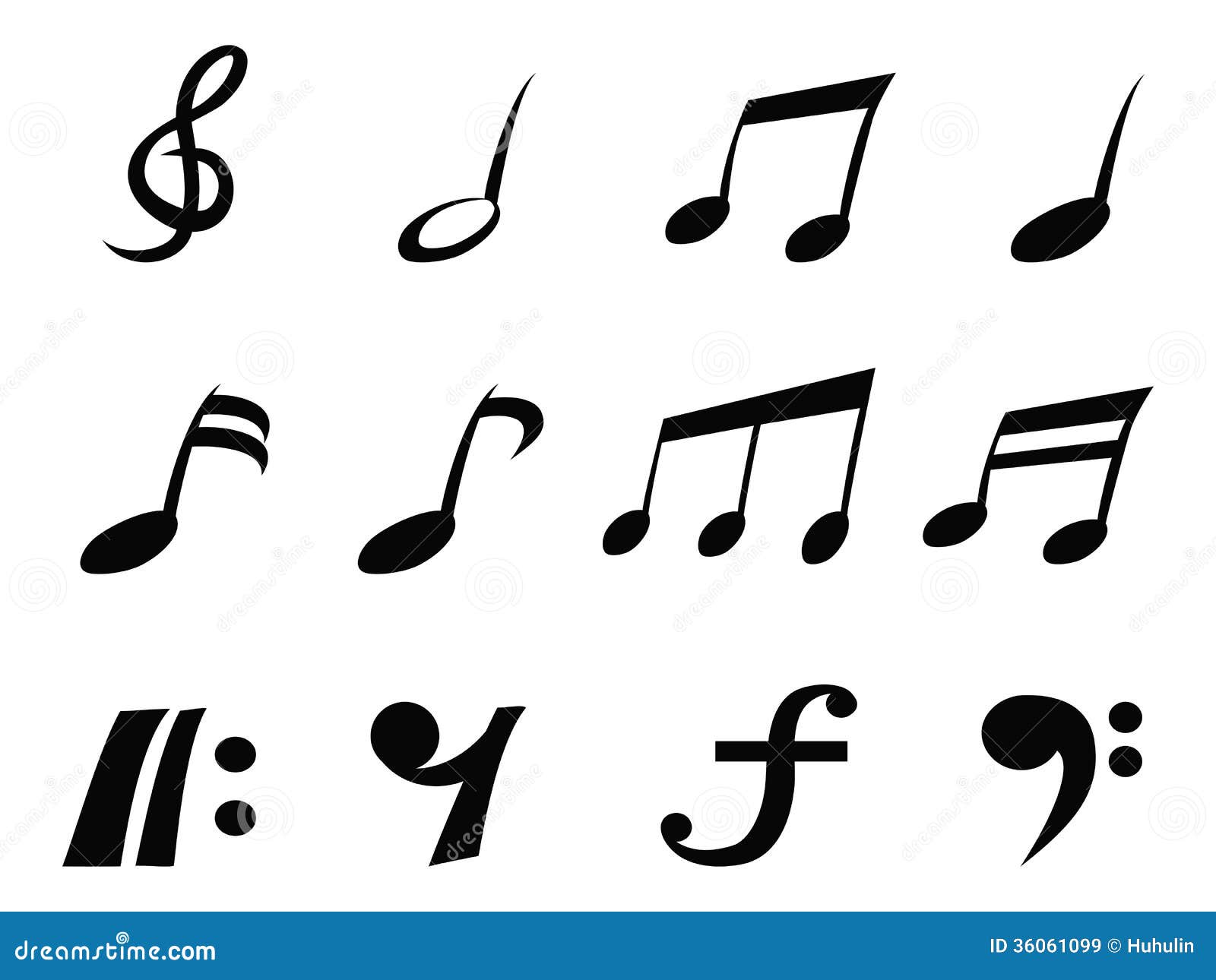 Music note icons stock vector. Illustration of black - 36061099