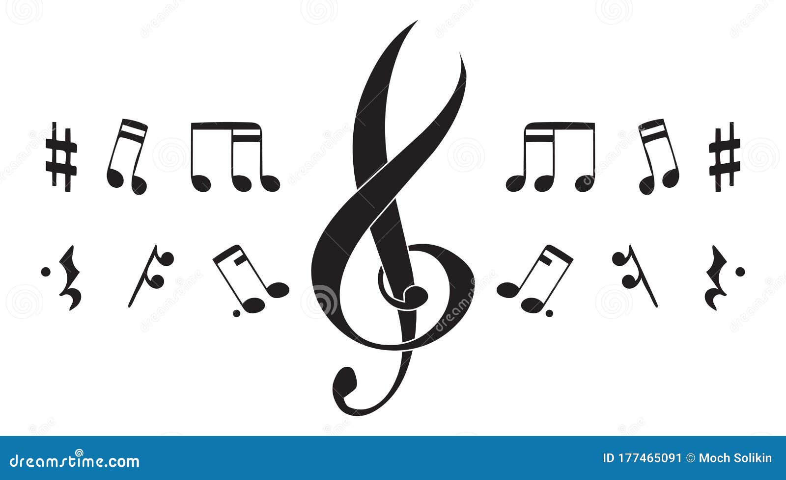 Music Note Icons, Music Scales, Musical Elements, and Scales in Vector ...