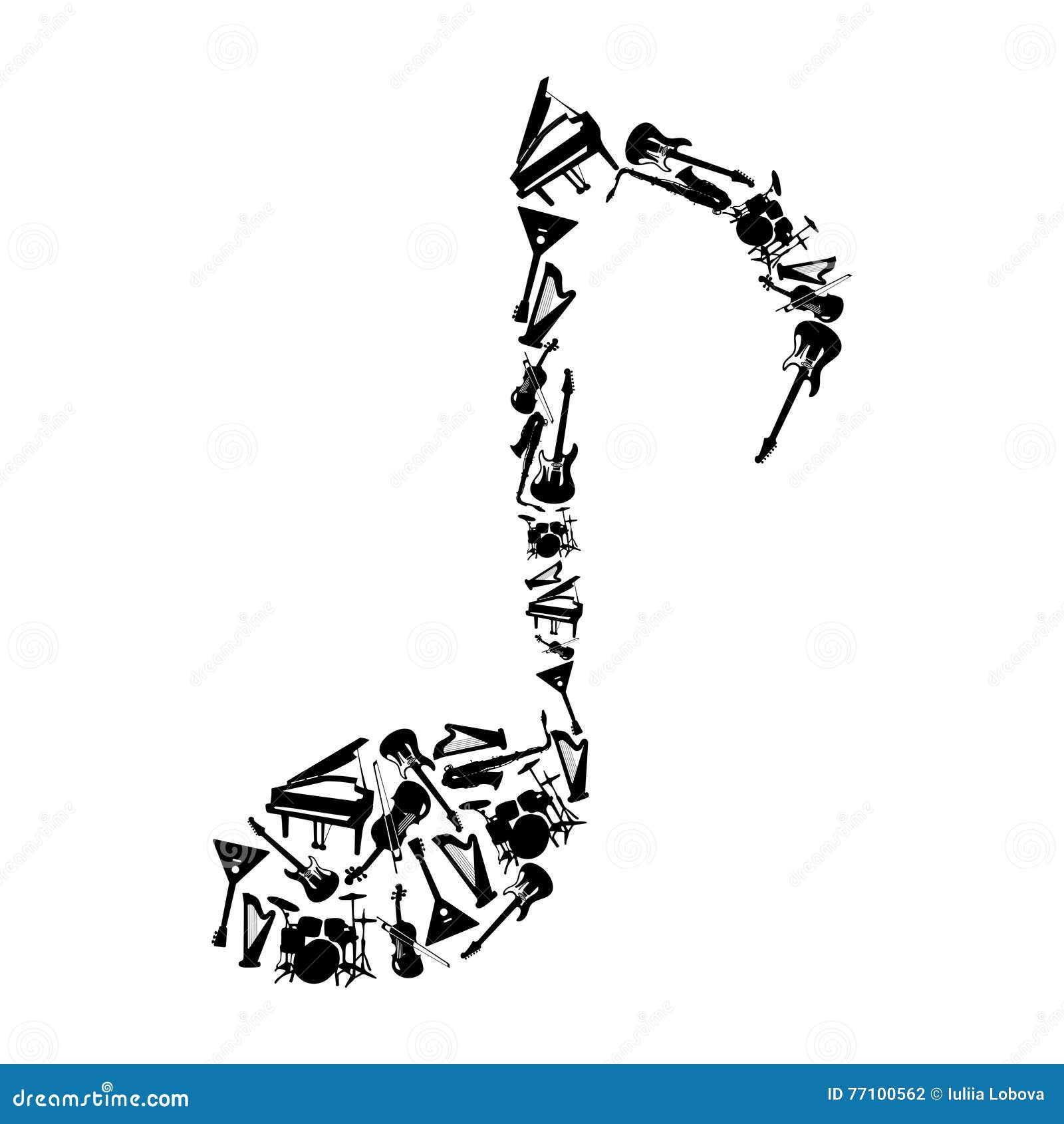 Music Note Including Musical Instruments. Vector Stock Vector ...