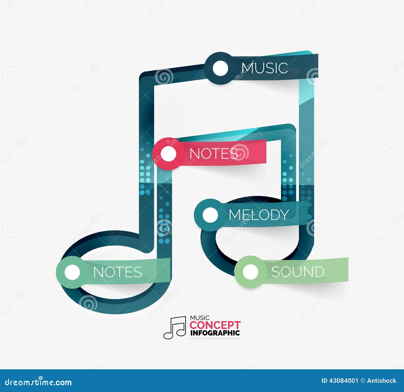 Music Note Infographic Flat Concept Stock Vector - Illustration of ...