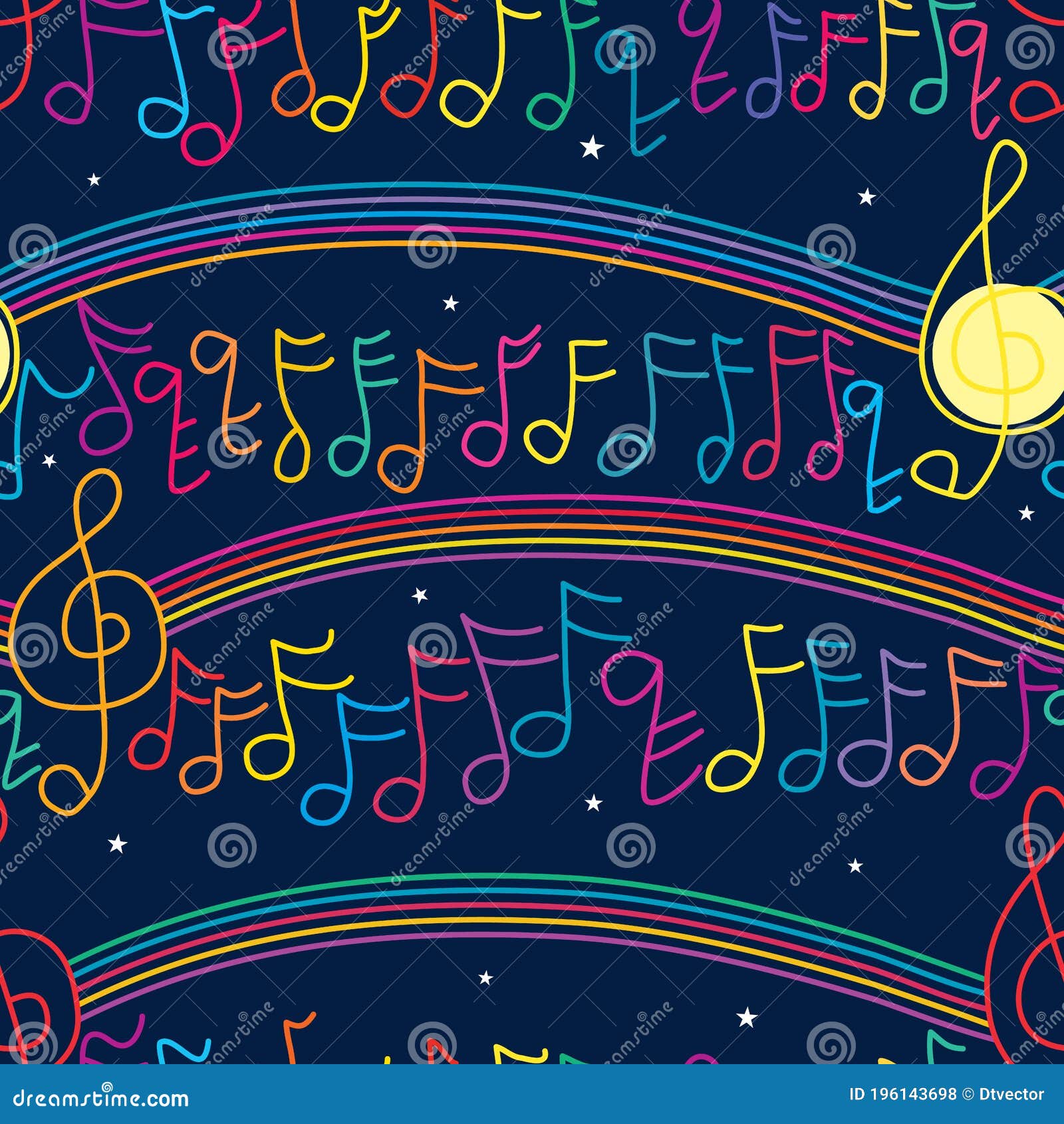 Music Note Line Connect Blue Sky Seamless Pattern Stock Vector ...