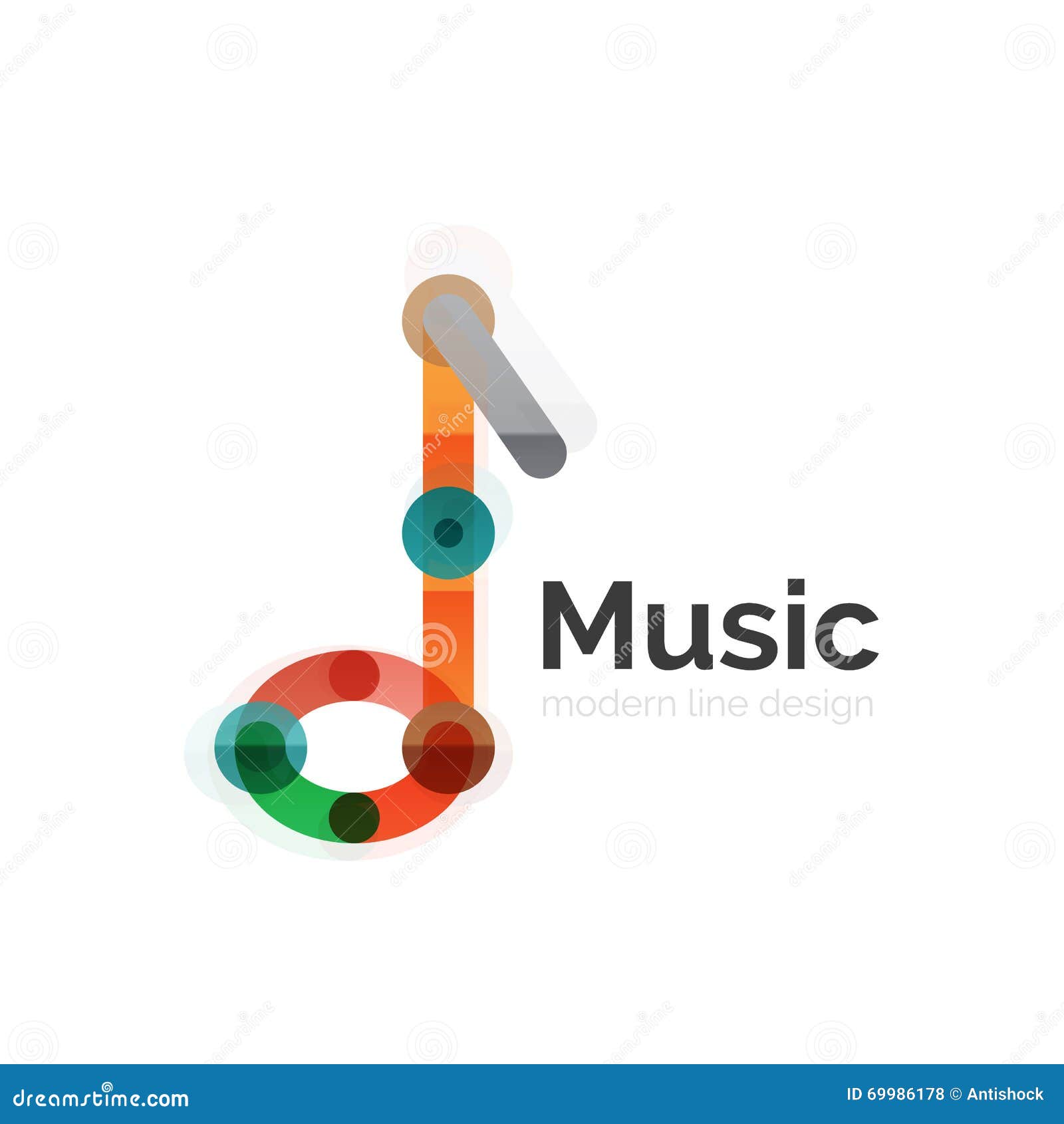 Music Note Logo, Flat Thin Line Geometric Design Stock Illustration ...