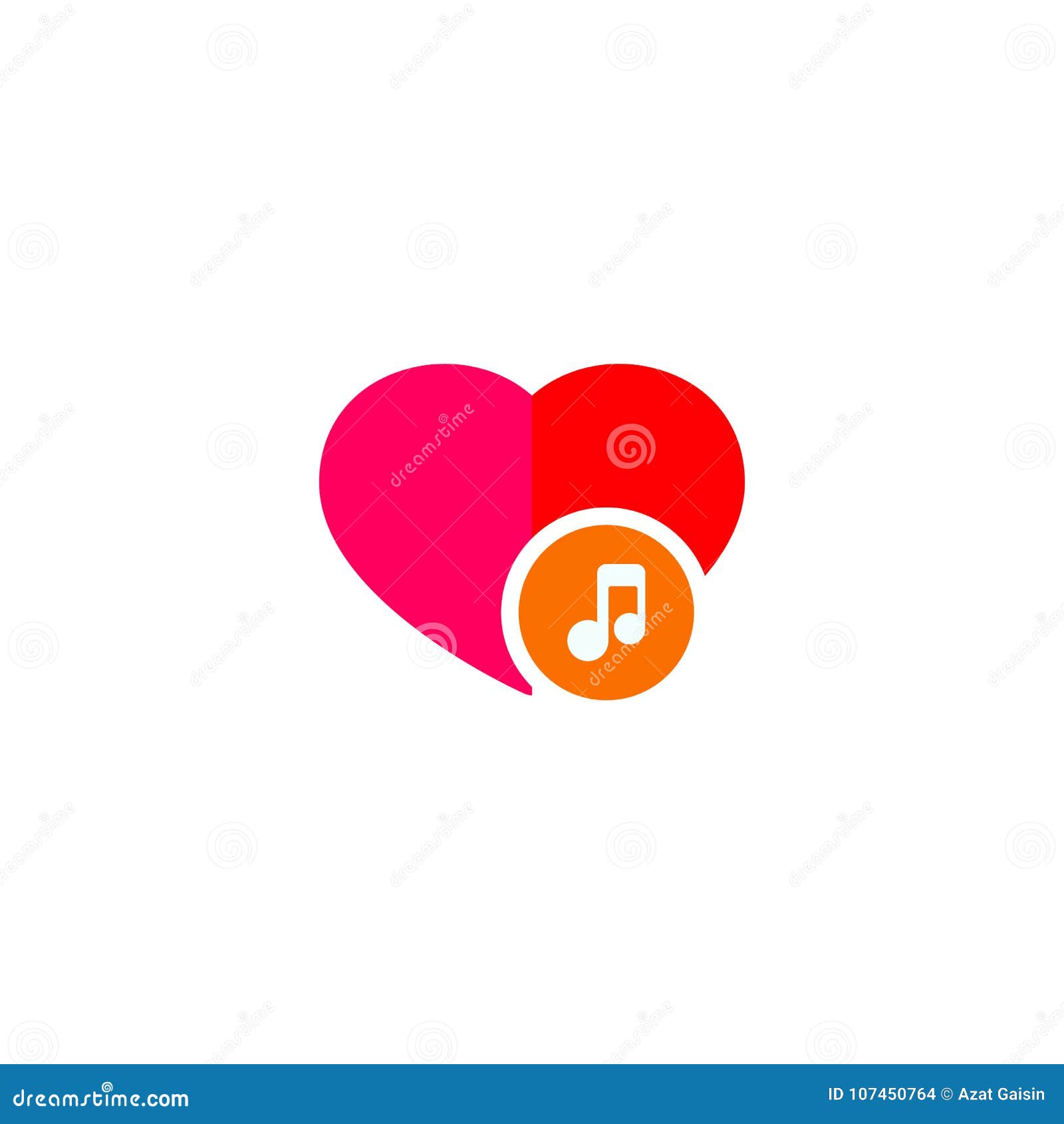 Music note with love stock vector. Illustration of company - 107450764