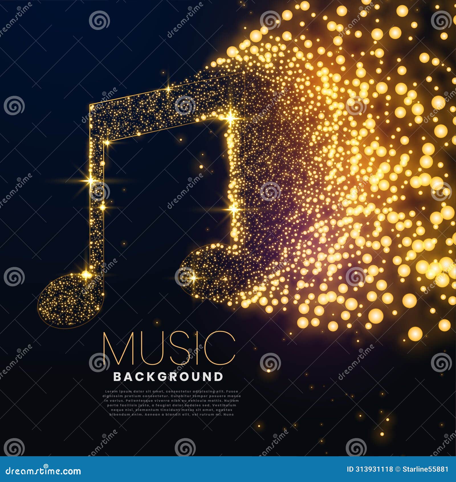 Music Note Made with Glowing Particles Background Design Stock Vector ...