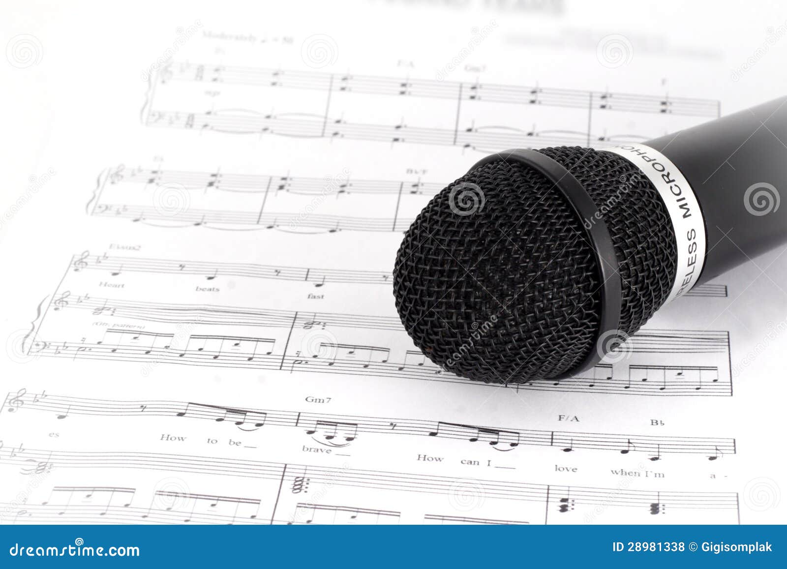 Music Note and microphone stock photo. Image of close - 28981338