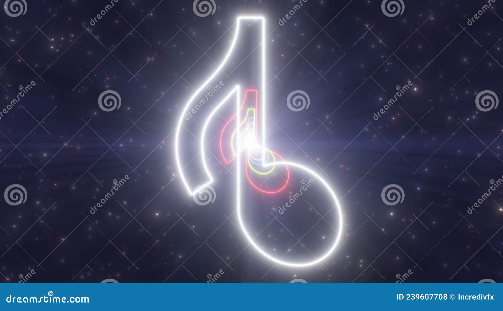 Music Note Musical Eighth Note Quaver Shape Glow Neon Lights Tunnel ...