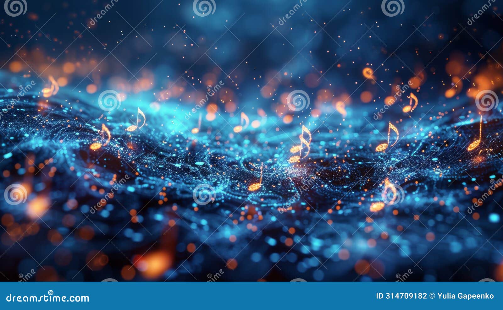 Music Note and Musical Notes on Blue Background Stock Photo - Image of ...