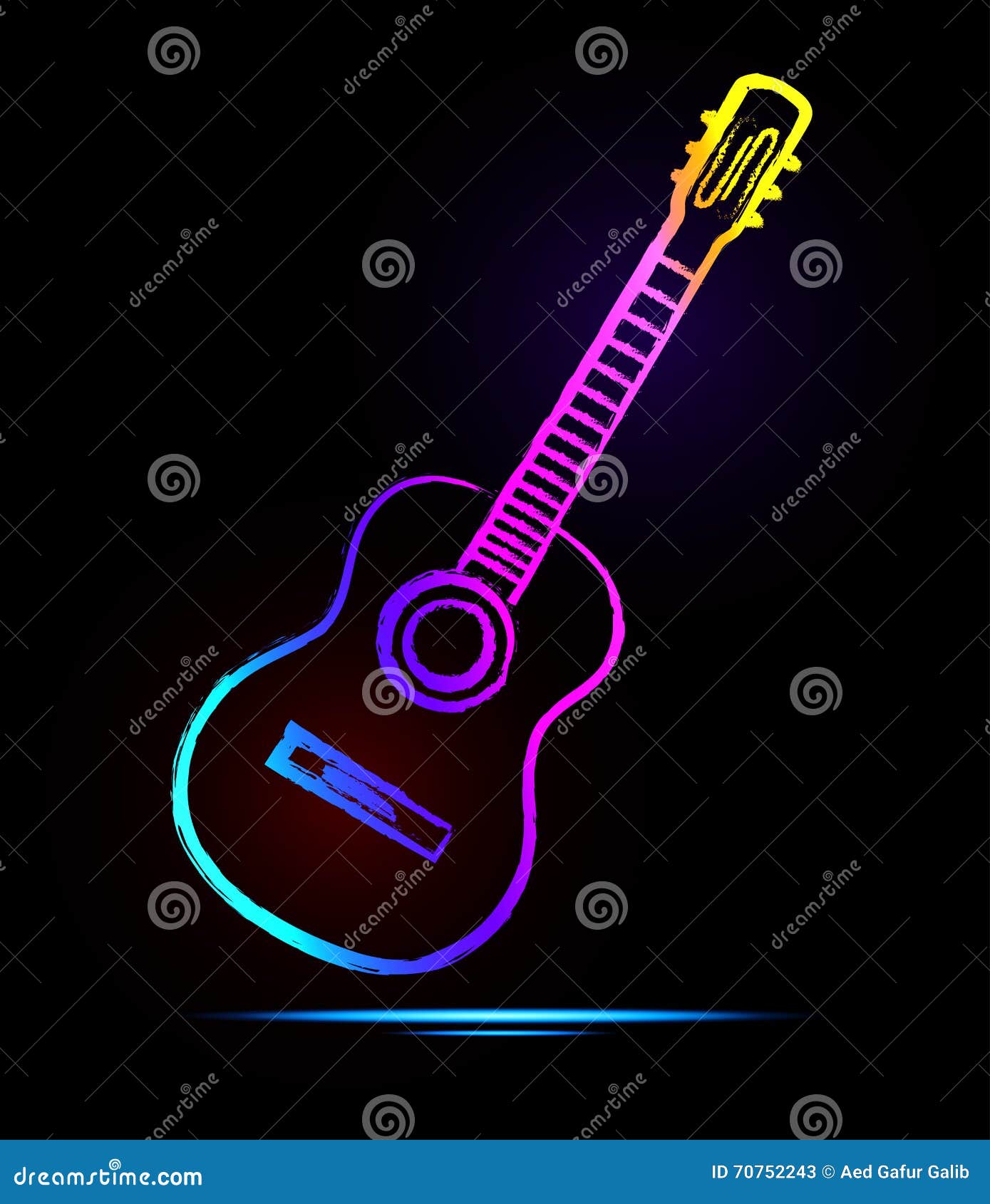 Music Note and Neon Light Guitar Stock Vector - Illustration of classic ...