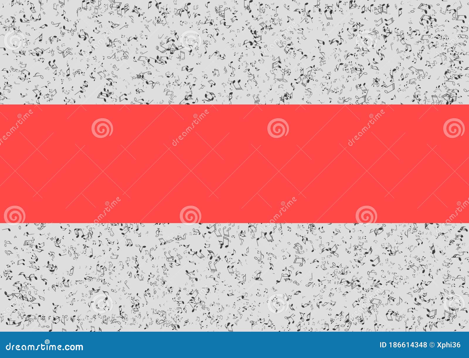 Music Note Pattern Background with Red Banner Empty Space for Text ...
