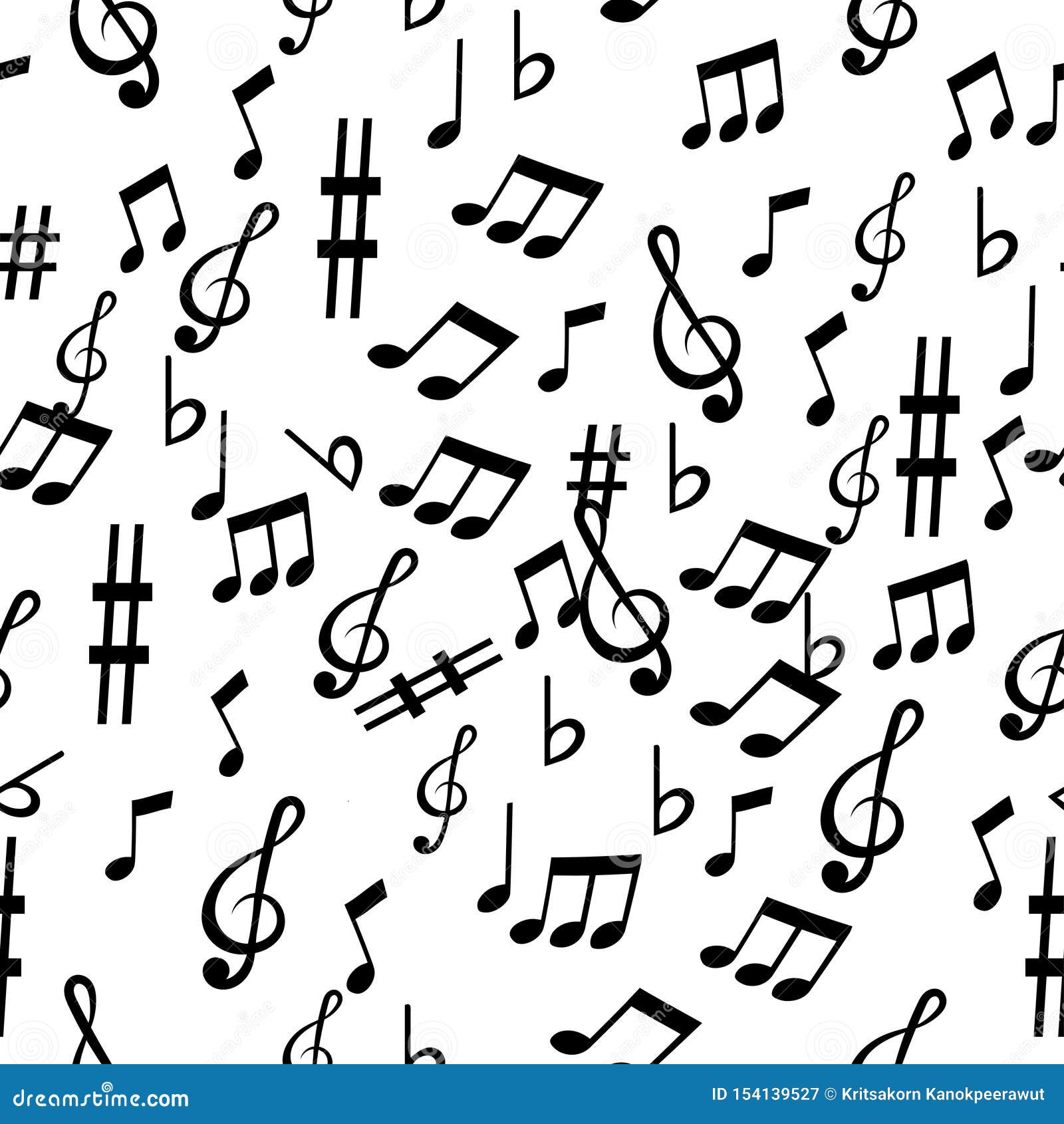 Music Note Pattern Seamless Vector Background. Stock Illustration ...
