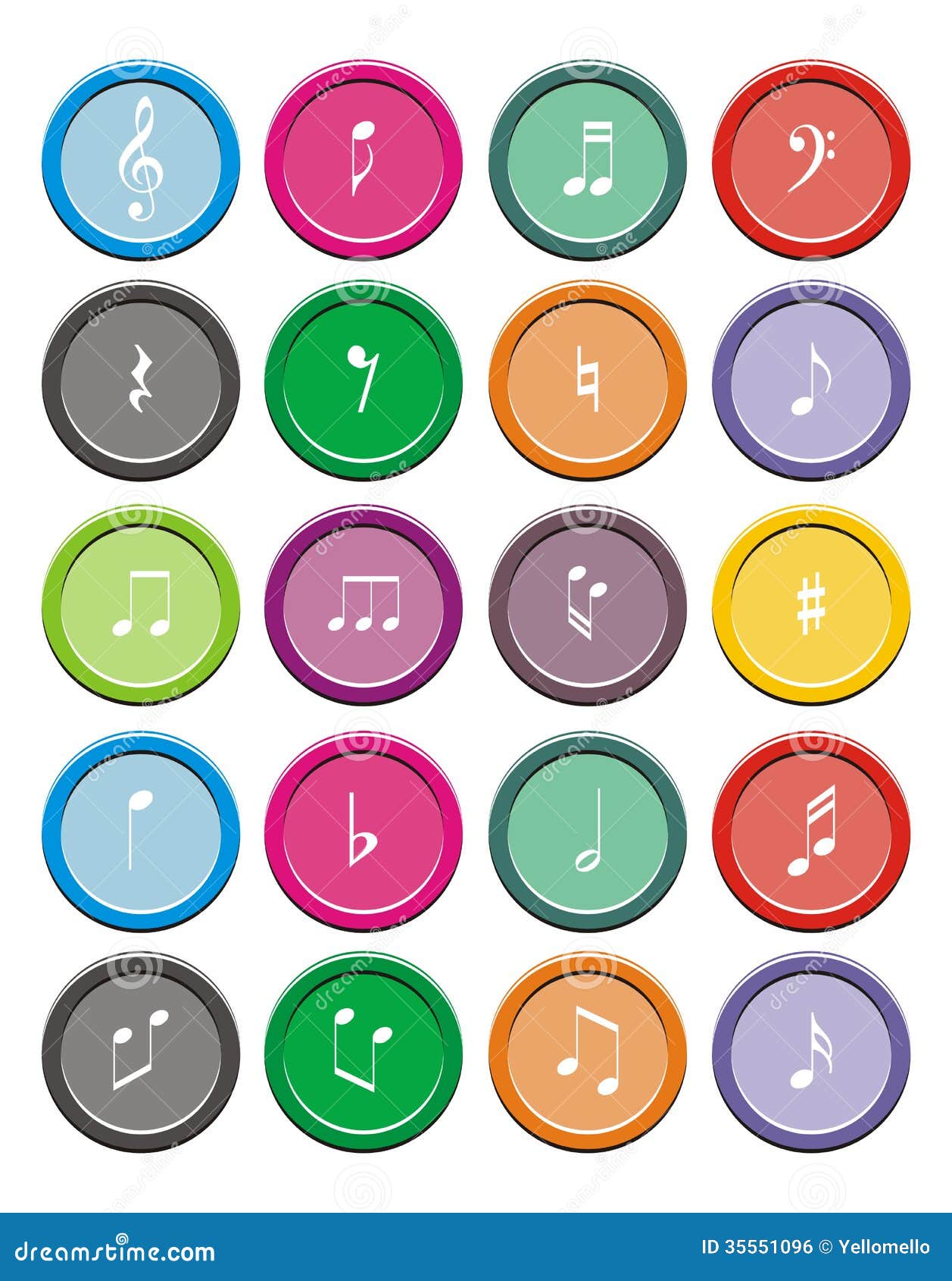 Music note round icon sets stock vector. Illustration of crotchets ...