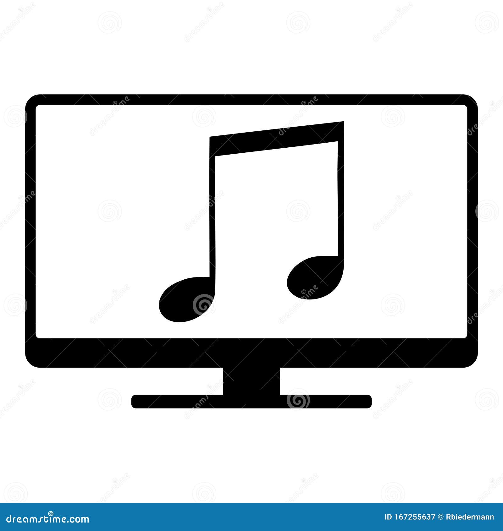 Music note and screen stock vector. Illustration of black - 167255637