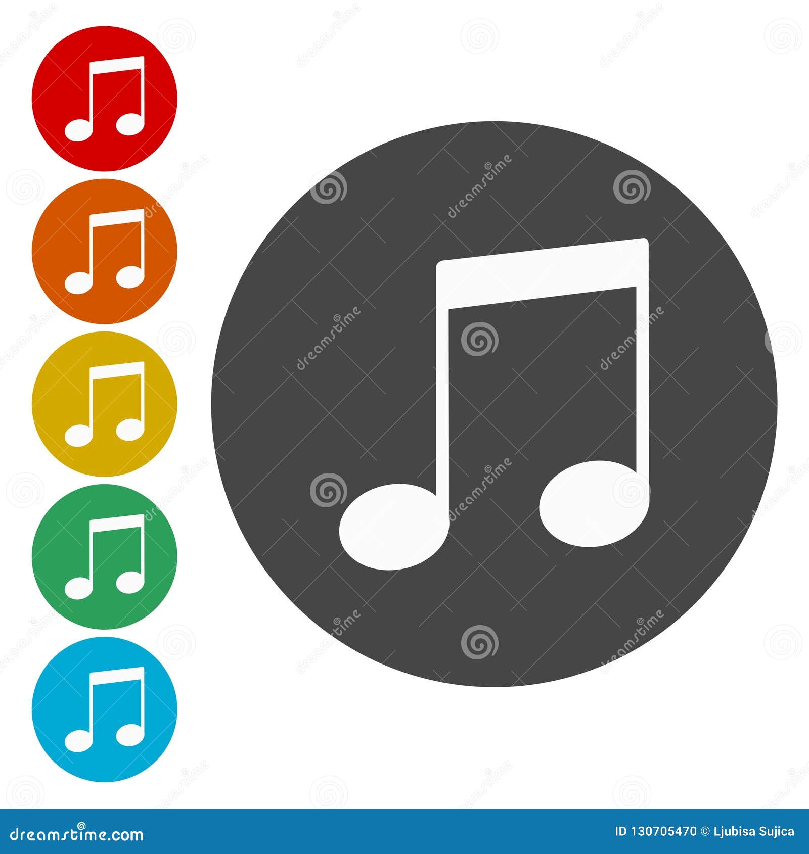 Music Note Sign Icon. Musical Symbol Stock Vector - Illustration of ...