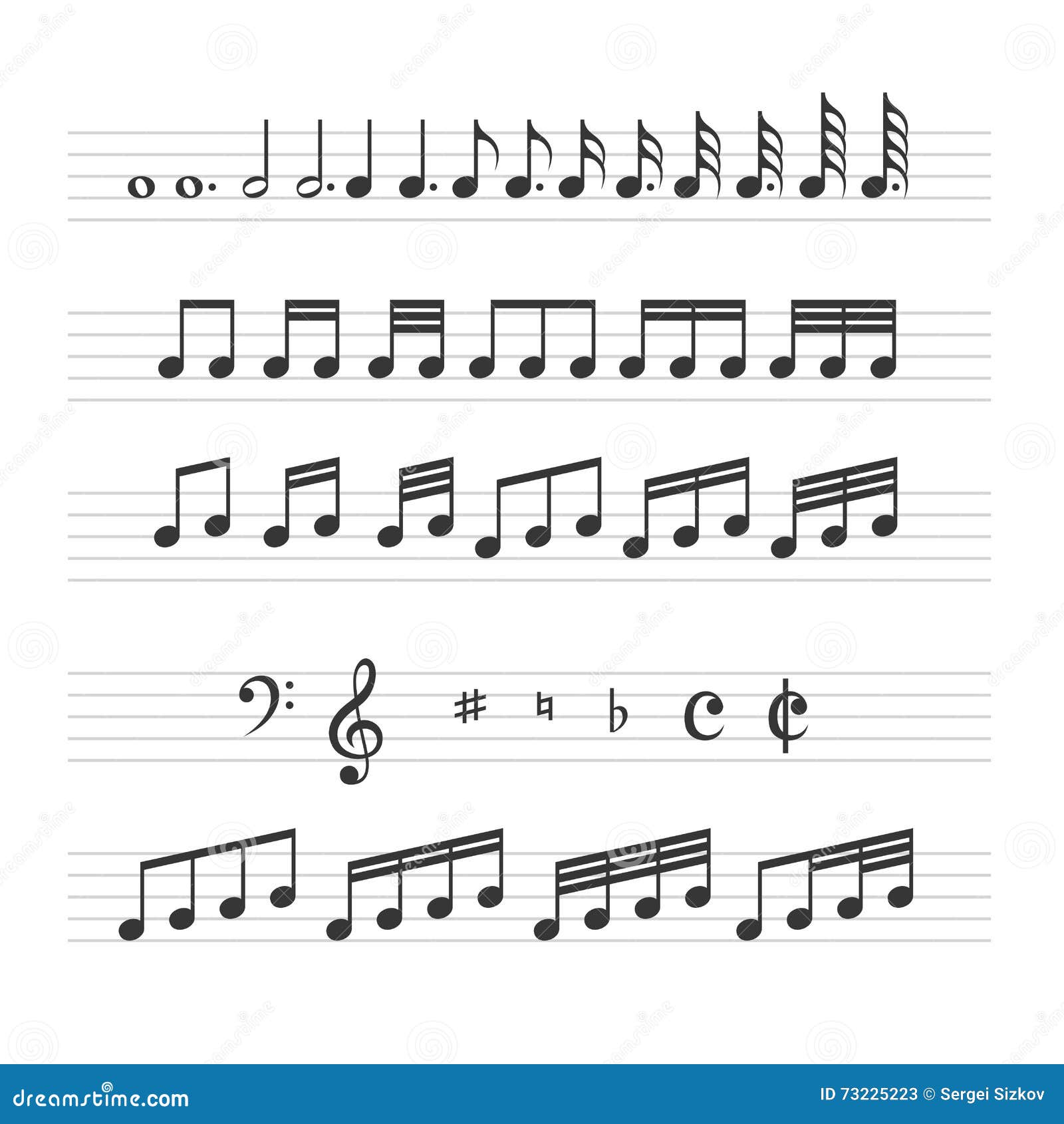 Music Note Sign Set on White Background. Vector Stock Vector ...