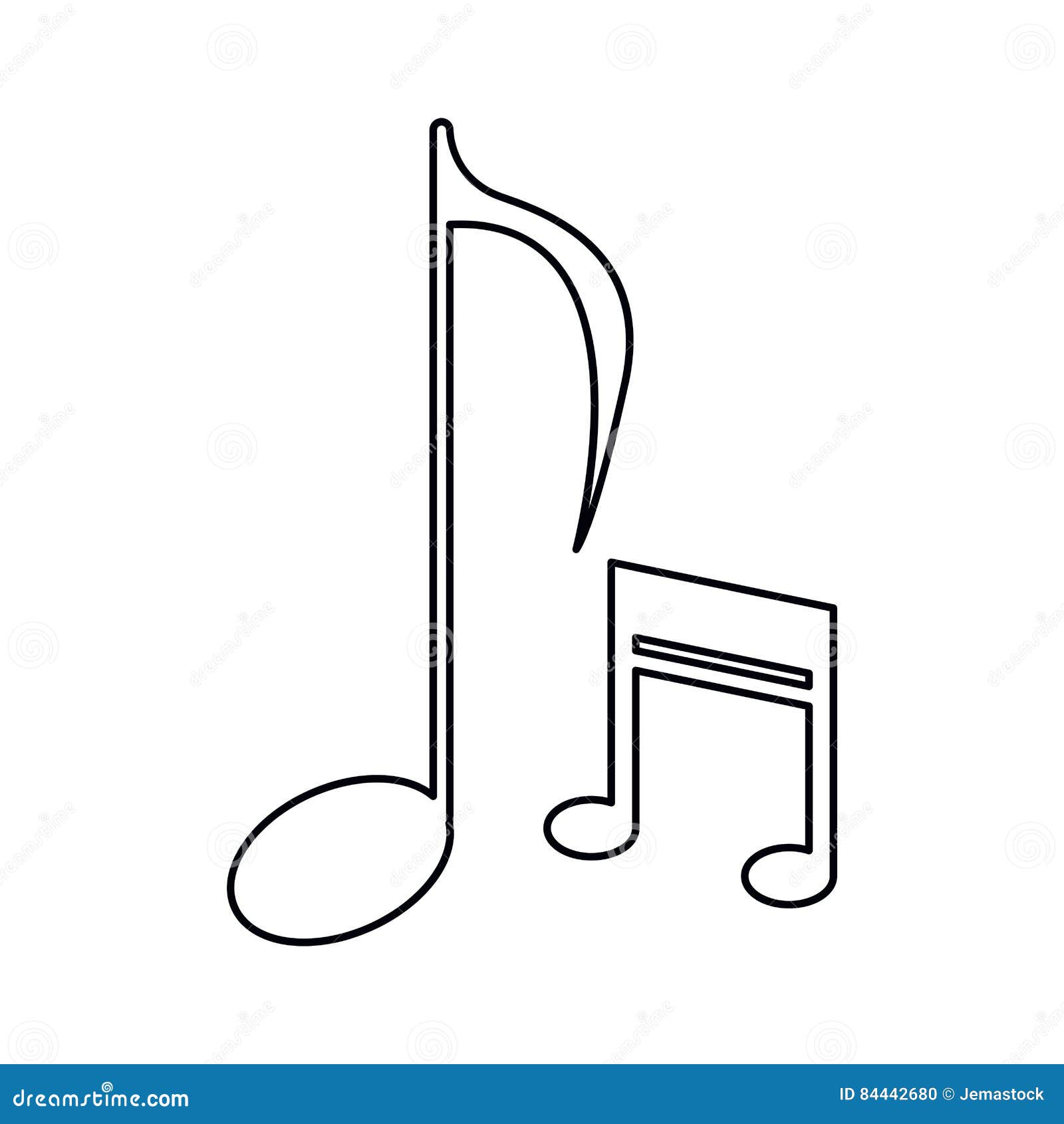 Music Note Sound Melody Symbol Outline Stock Vector - Illustration of ...