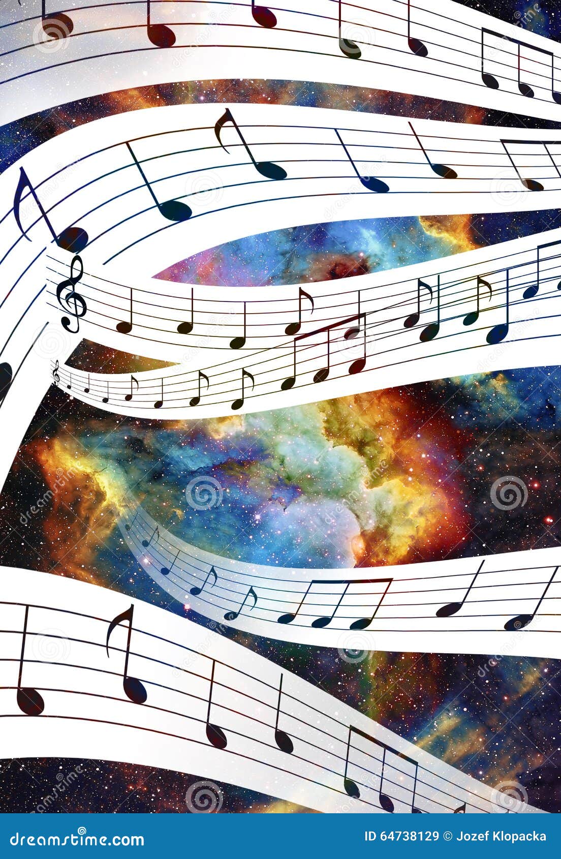 Music Note and Space and Stars with Abstrtact Stock Illustration ...