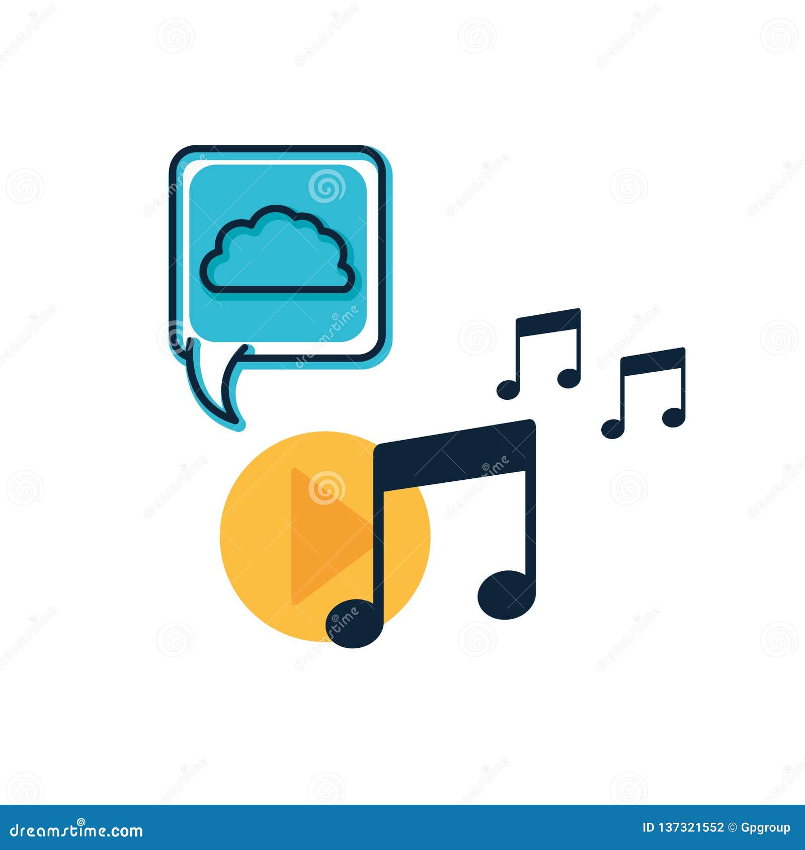 Music Note with Speech Bubble Isolated Icon Stock Vector - Illustration ...