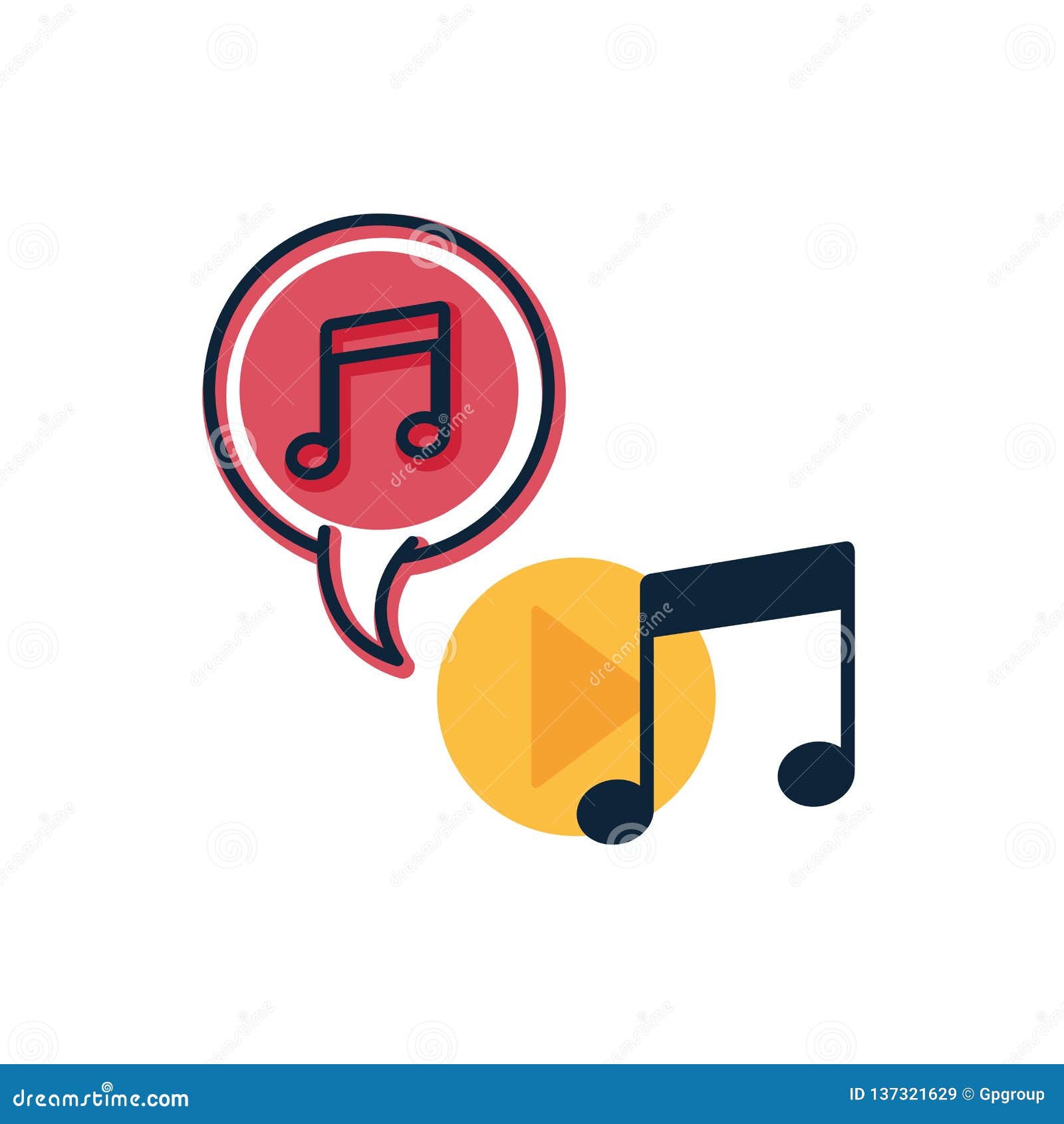 Music Note with Speech Bubble Isolated Icon Stock Vector - Illustration ...