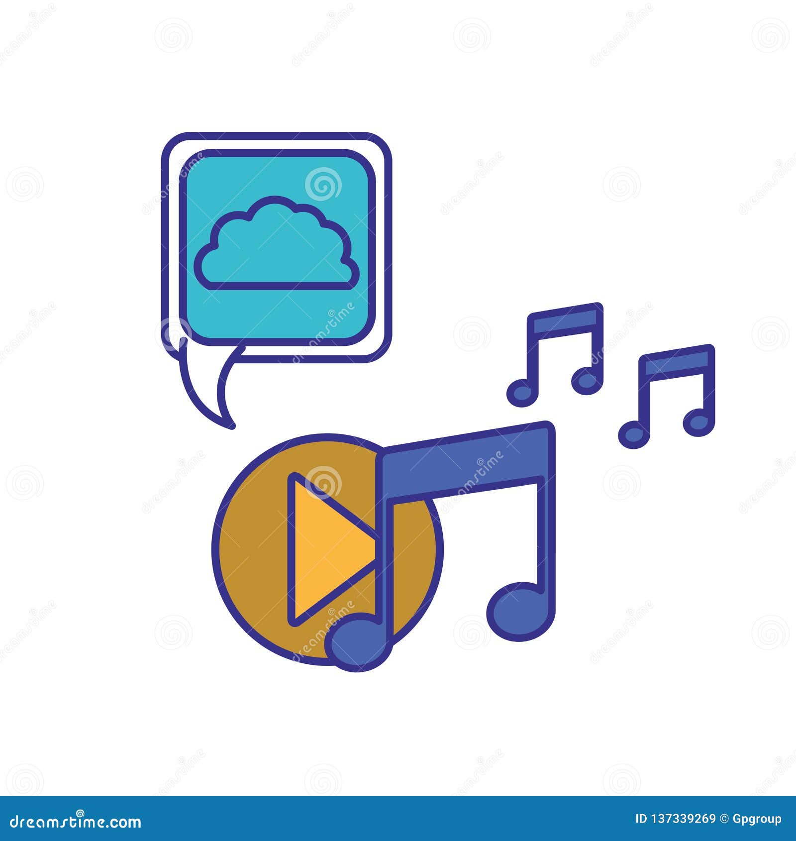 Music Note with Speech Bubble Isolated Icon Stock Vector - Illustration ...