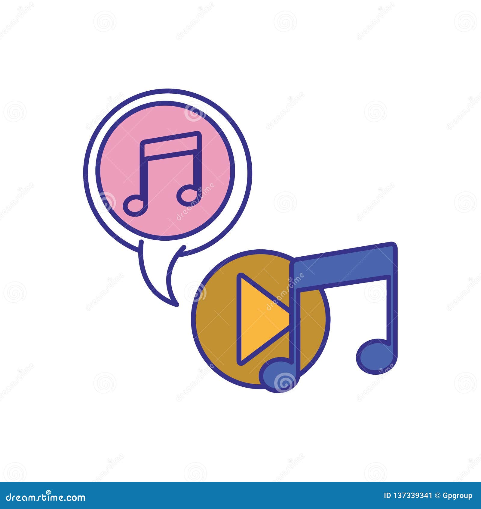 Music Note with Speech Bubble Isolated Icon Stock Vector - Illustration ...