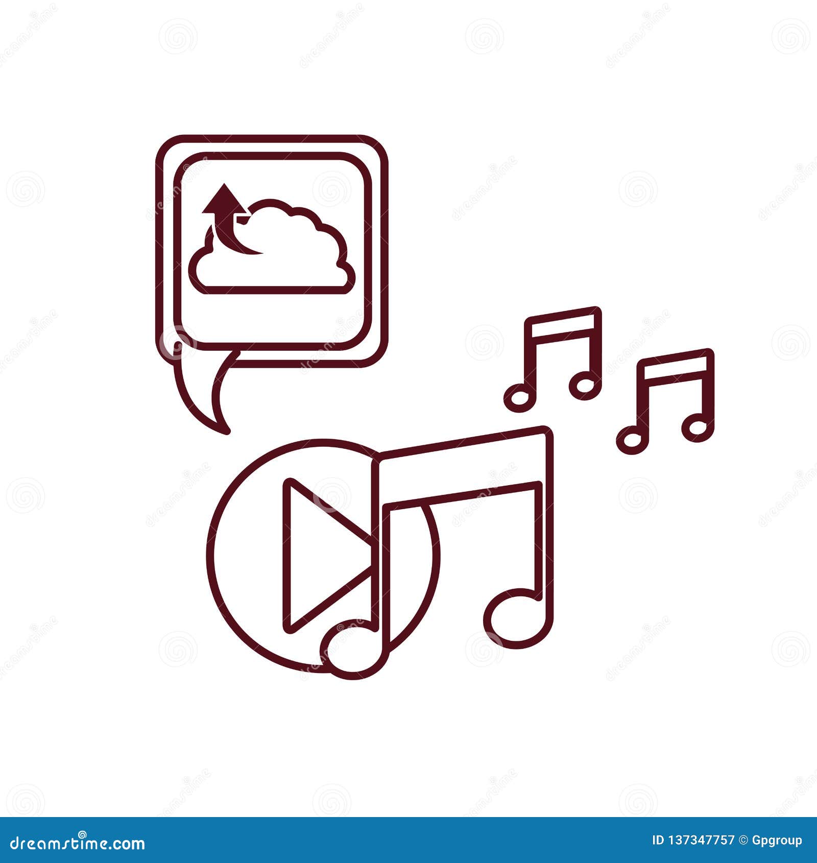 Music Note with Speech Bubble Isolated Icon Stock Vector - Illustration ...