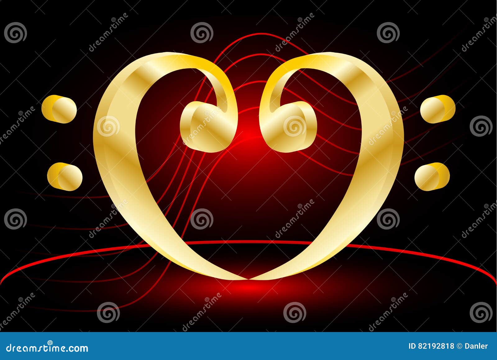Music Note Stave and Heart Bass Clef Stock Vector - Illustration of ...