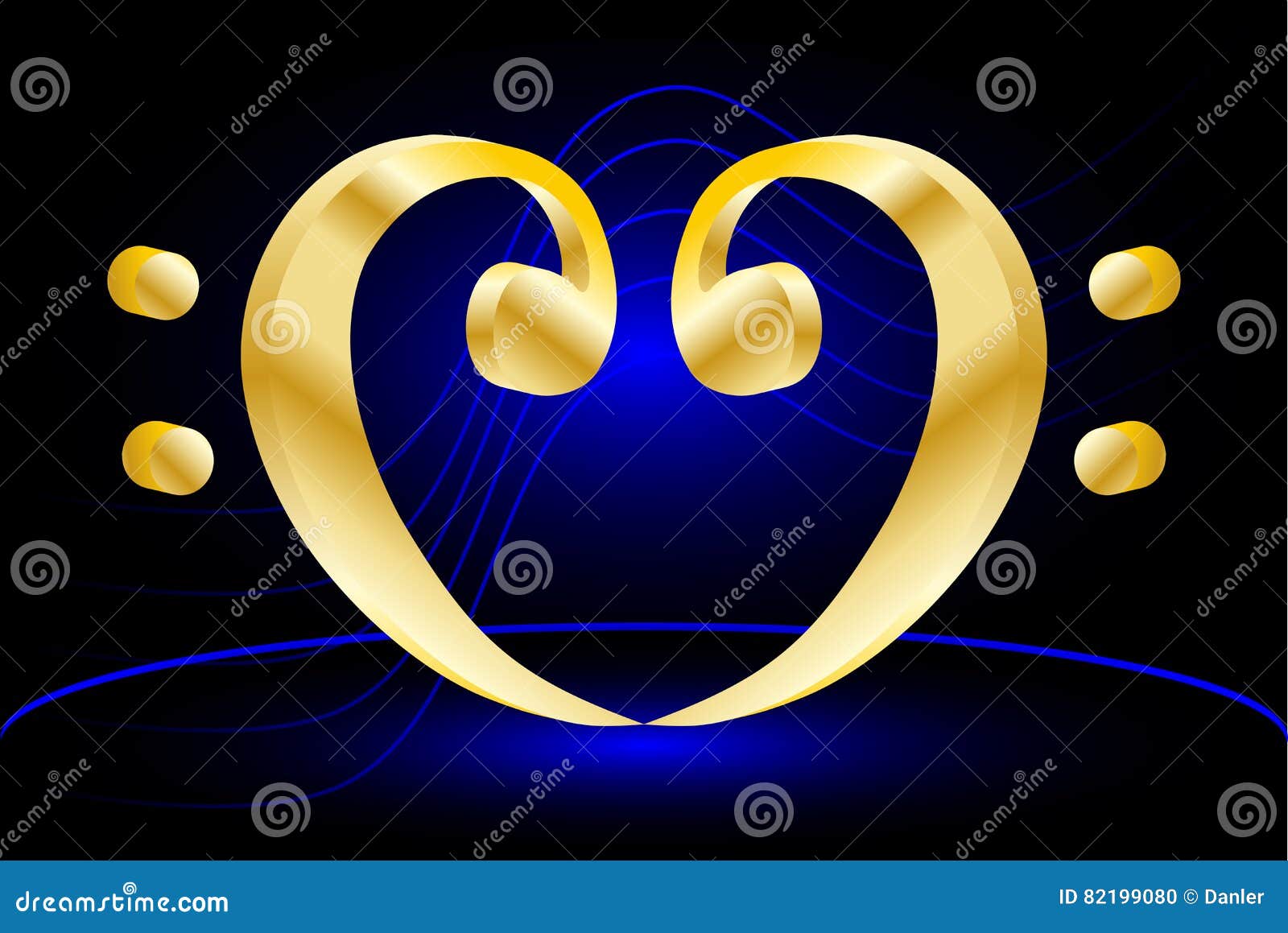 Music Note Stave and Heart Bass Clef Stock Vector - Illustration of ...