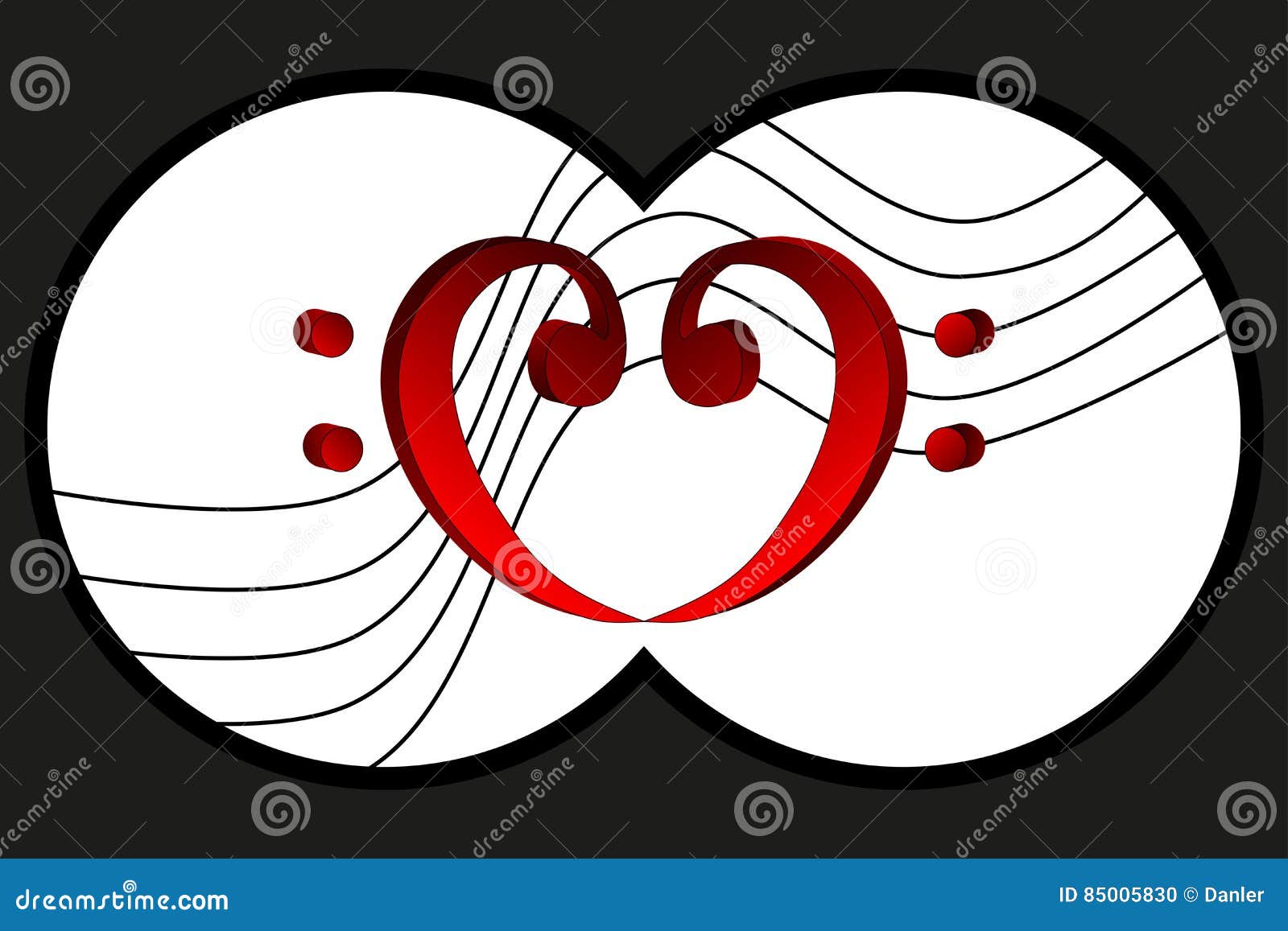 Music Note Stave and Heart Bass Clef, Stock Vector - Illustration of ...