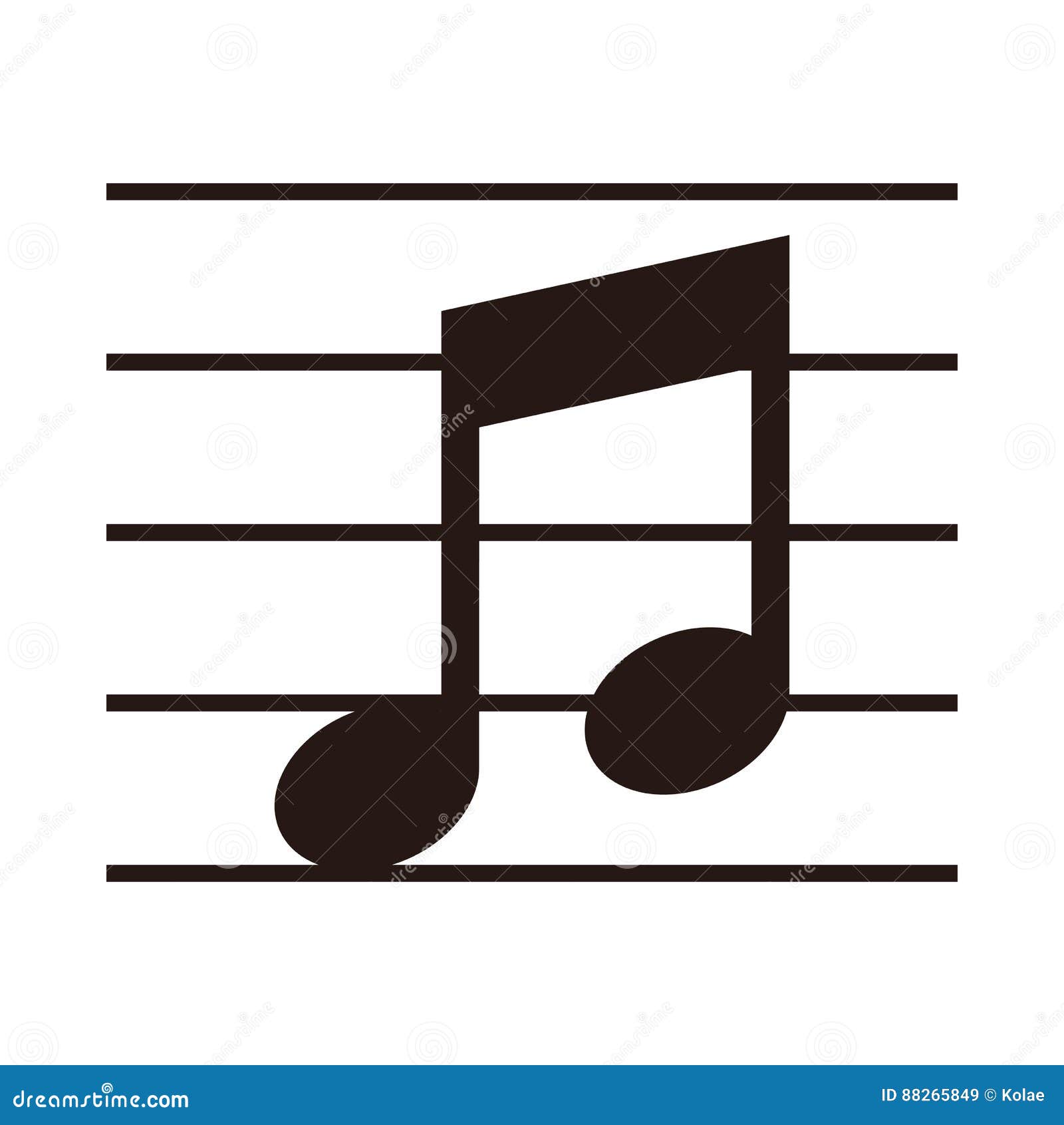 Music note on stave stock vector. Illustration of treble - 88265849