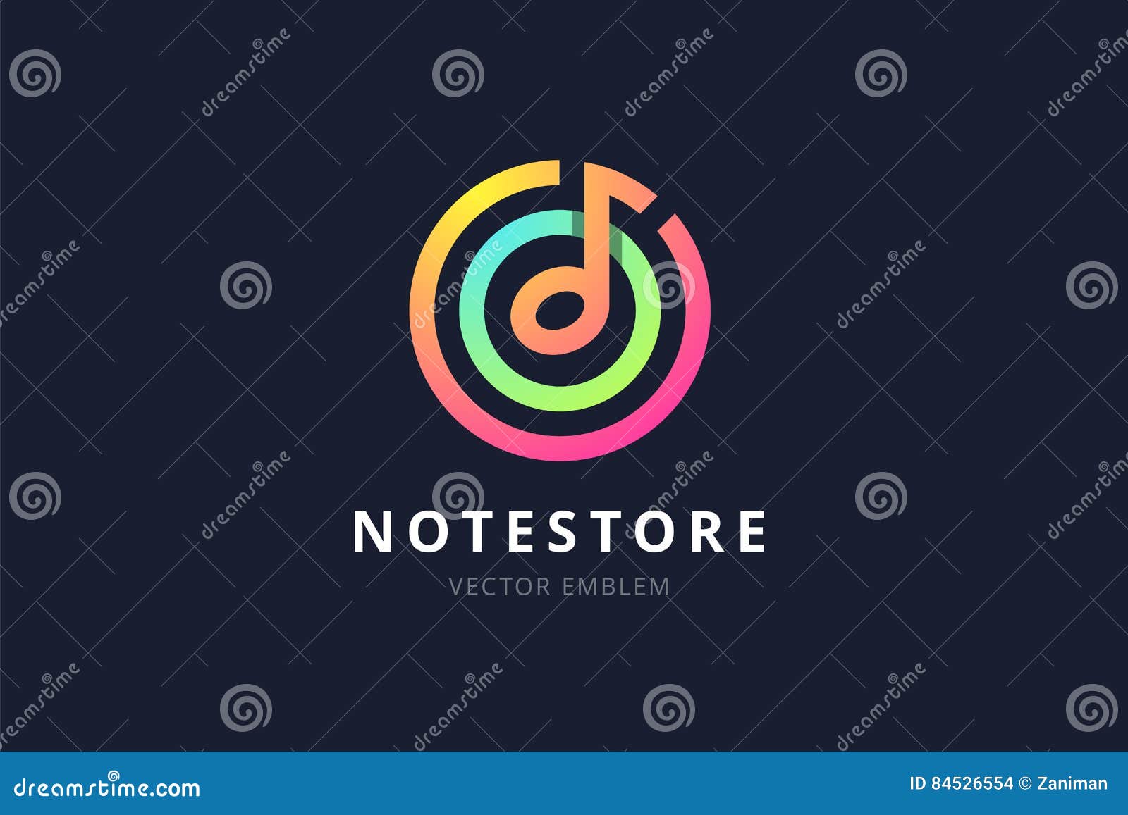 Music note store emblem. stock vector. Illustration of emblem - 84526554